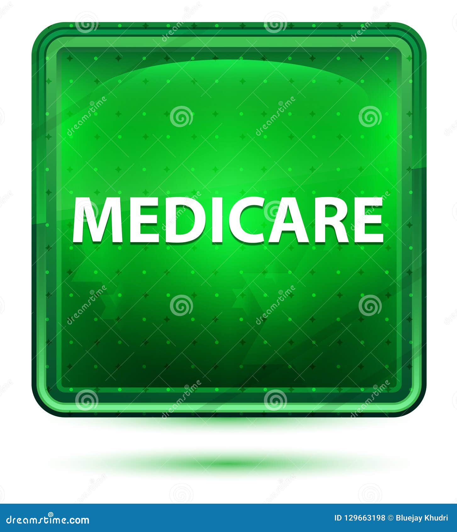 Medicare Neon Light Green Square Button Stock Illustration ...