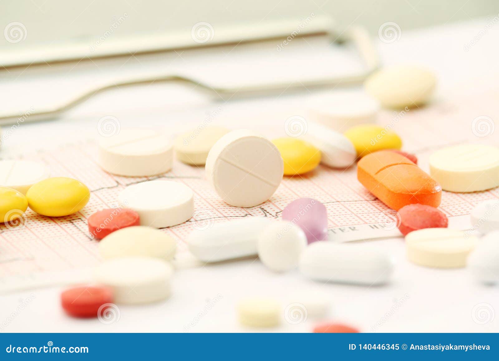 Different Colorful Tablets at White Background Stock Image - Image of ...