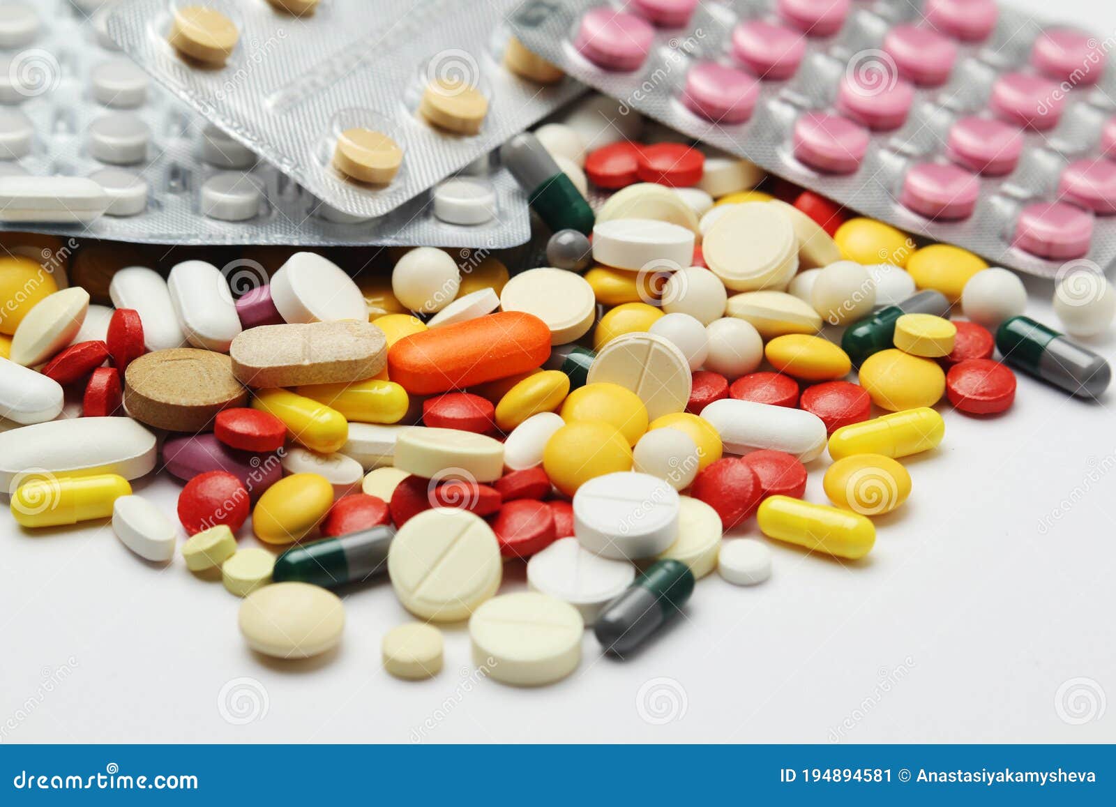 Different Colorful Tablets at White Background Stock Image - Image of ...