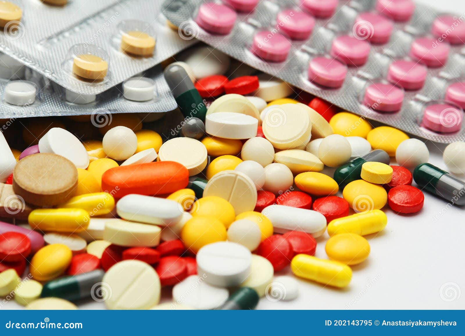 Different Colorful Tablets at White Background Stock Image - Image of ...