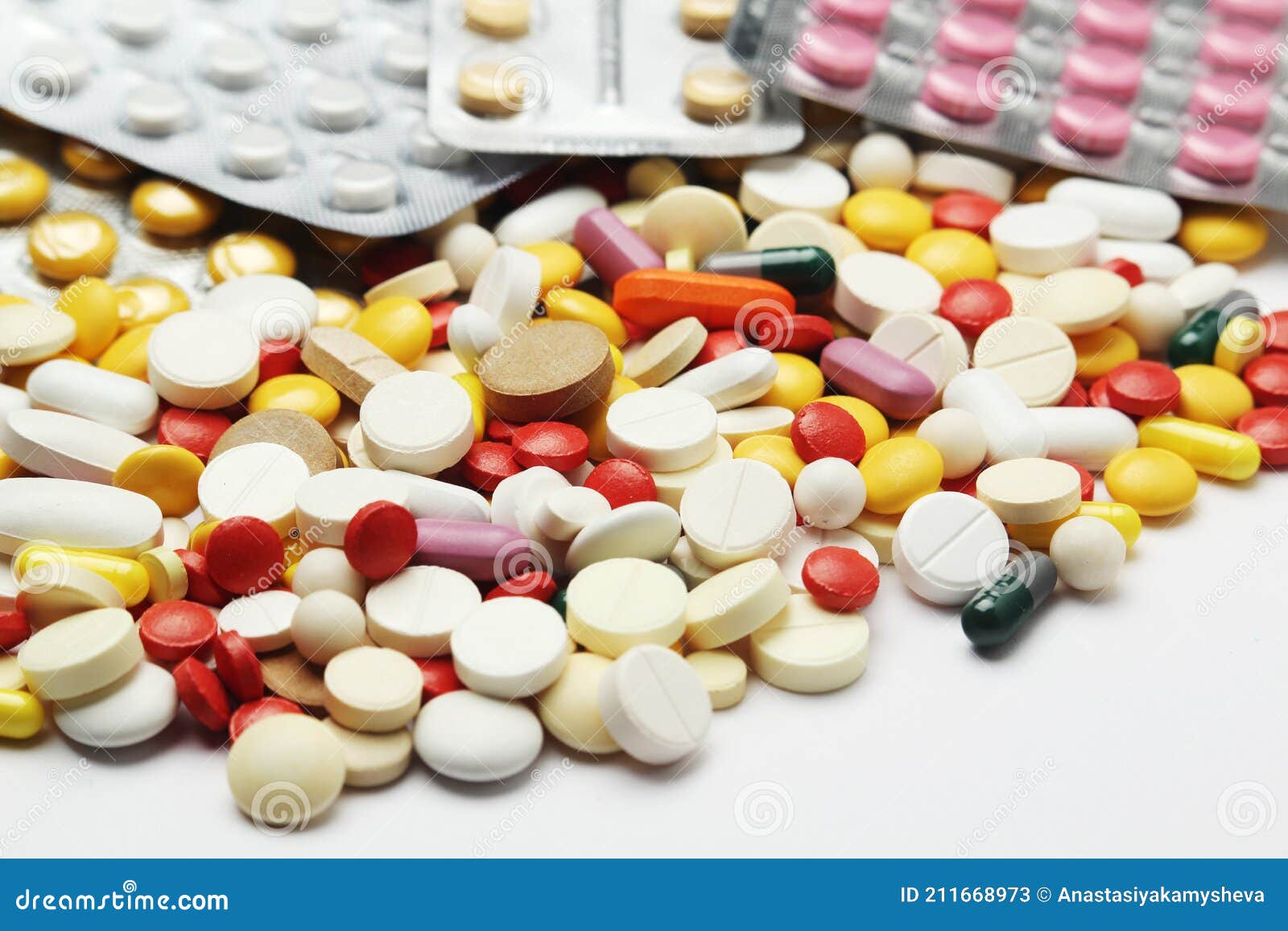 Different Colorful Tablets at White Background Stock Image - Image of ...