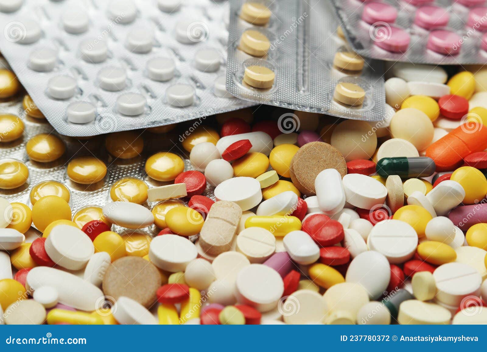 Different Colorful Tablets at White Background Stock Photo - Image of ...