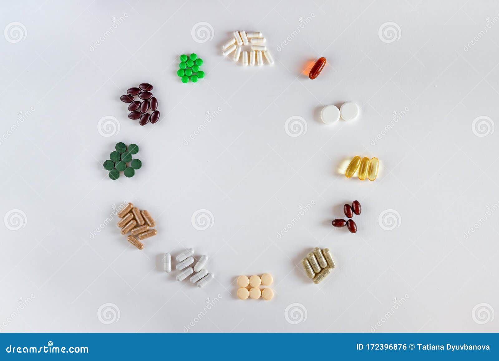 Medication With Different Types And Colours As Clock Face On White ...