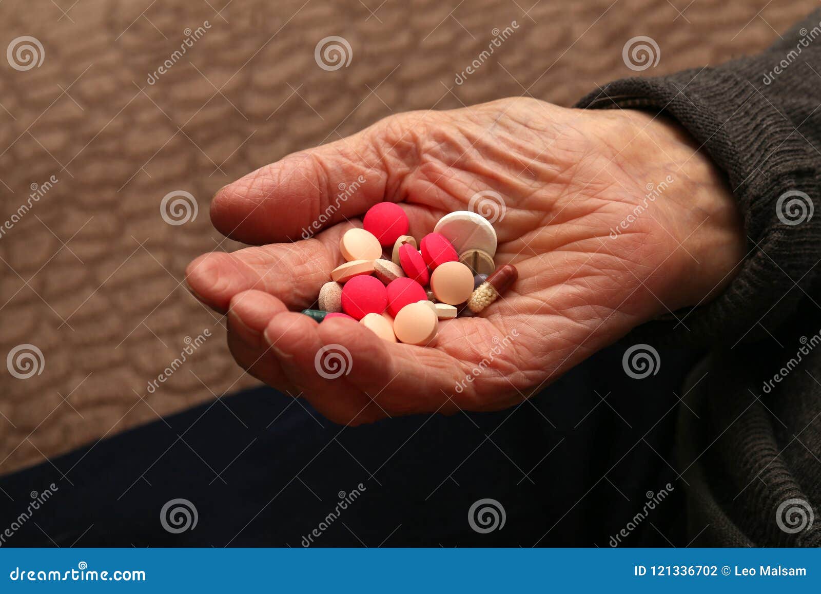 Medication in the Hands of an Old Man Stock Photo - Image of elderly ...