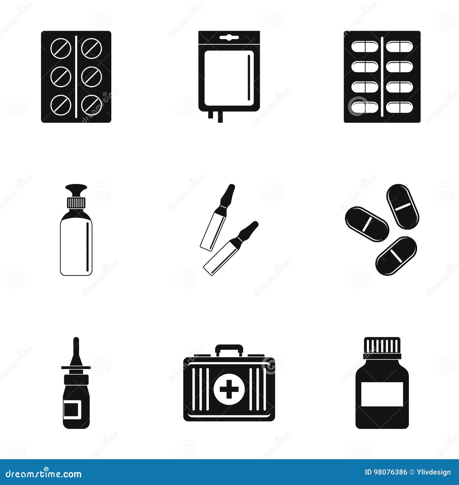 Medication Icon Set, Simple Style Stock Vector - Illustration of ...