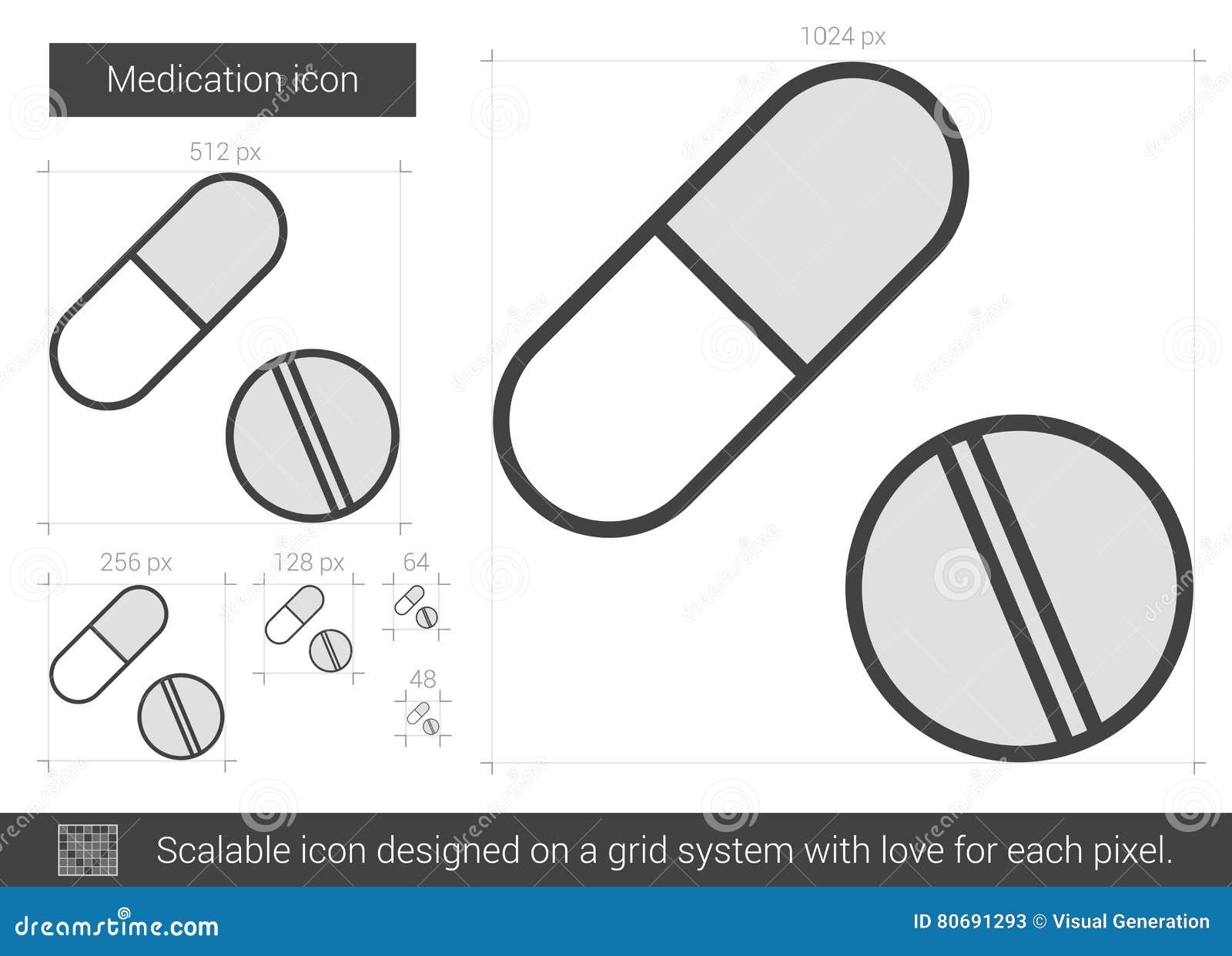 Medication line icon. stock vector. Illustration of dose - 80691293