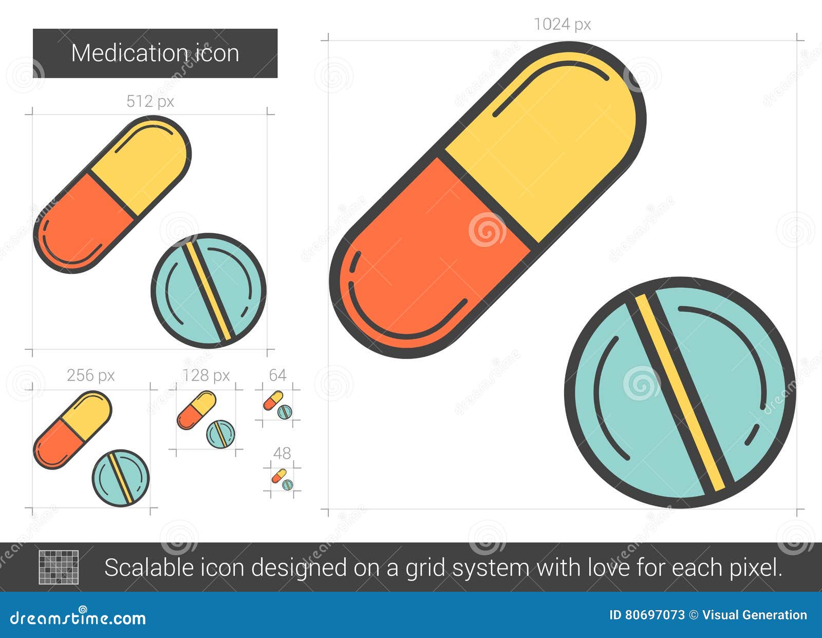 Medication line icon. stock vector. Illustration of icon - 80697073