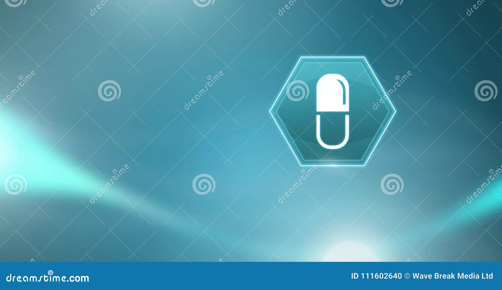 Medication Pill Icon in Hexagon Interface Stock Illustration ...