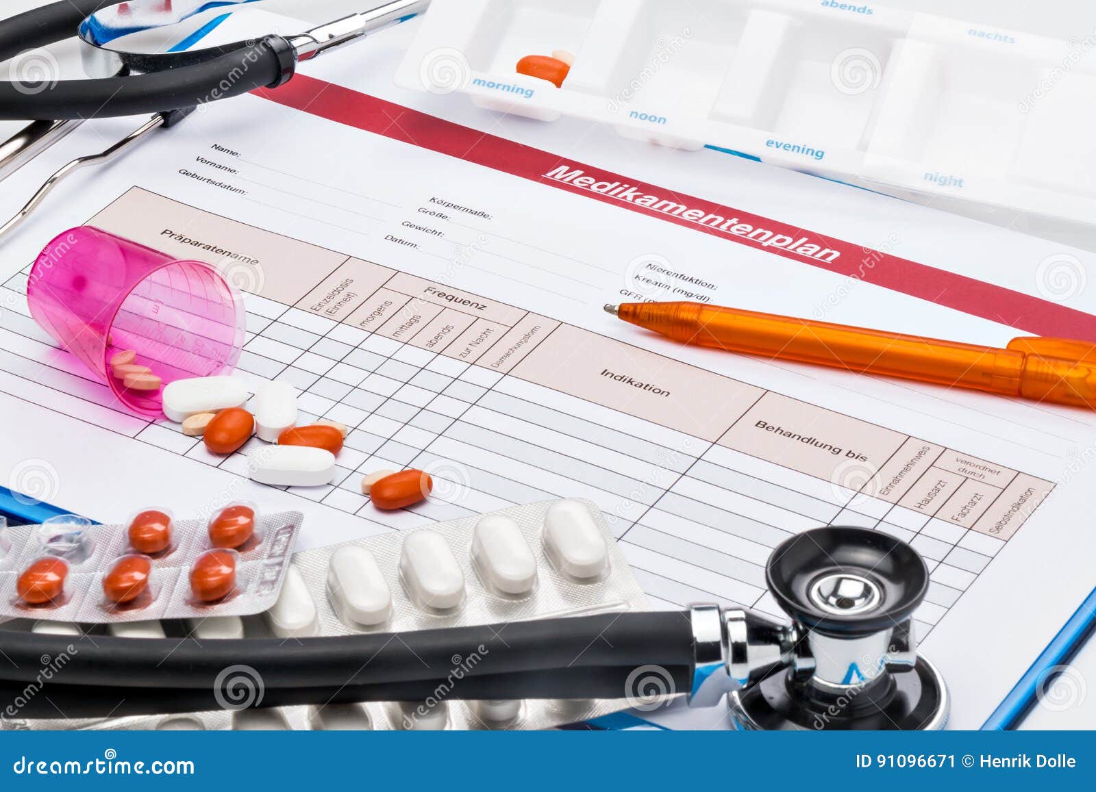 Medication Plan with Tablets and Stethoscope Stock Image - Image of ...