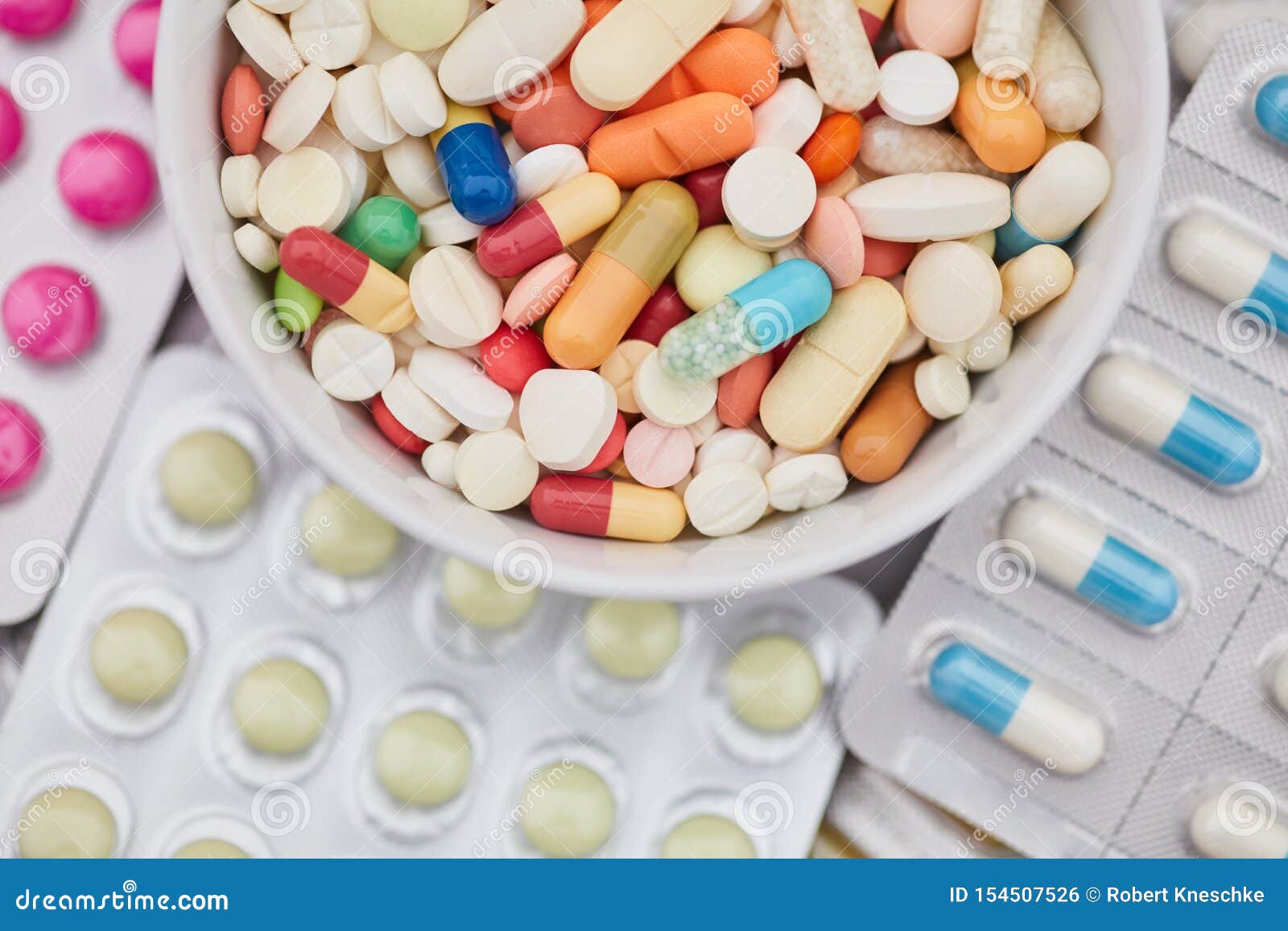 Medication in Shell in Front of Blister Packaging Stock Photo - Image ...
