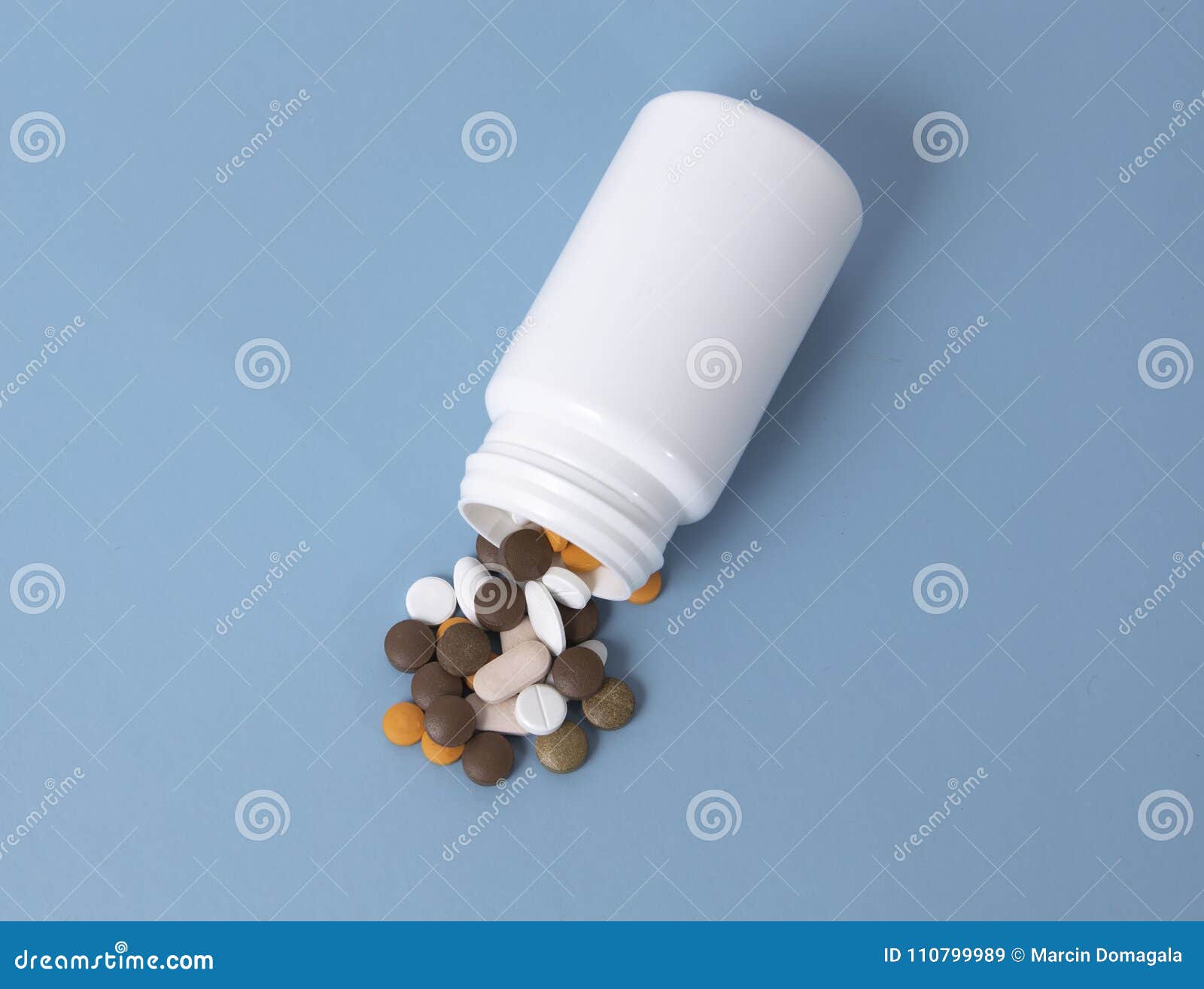 Medication Spill from White Pill Bottle Stock Image - Image of help ...