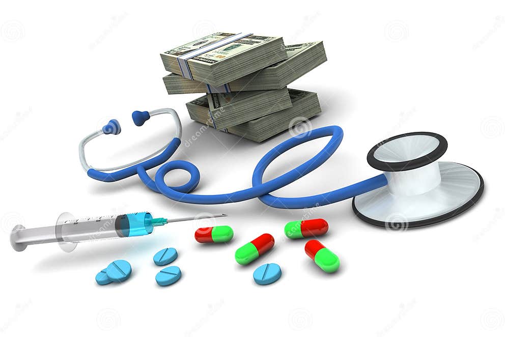 Medication and Stack of Money Stock Illustration - Illustration of ...