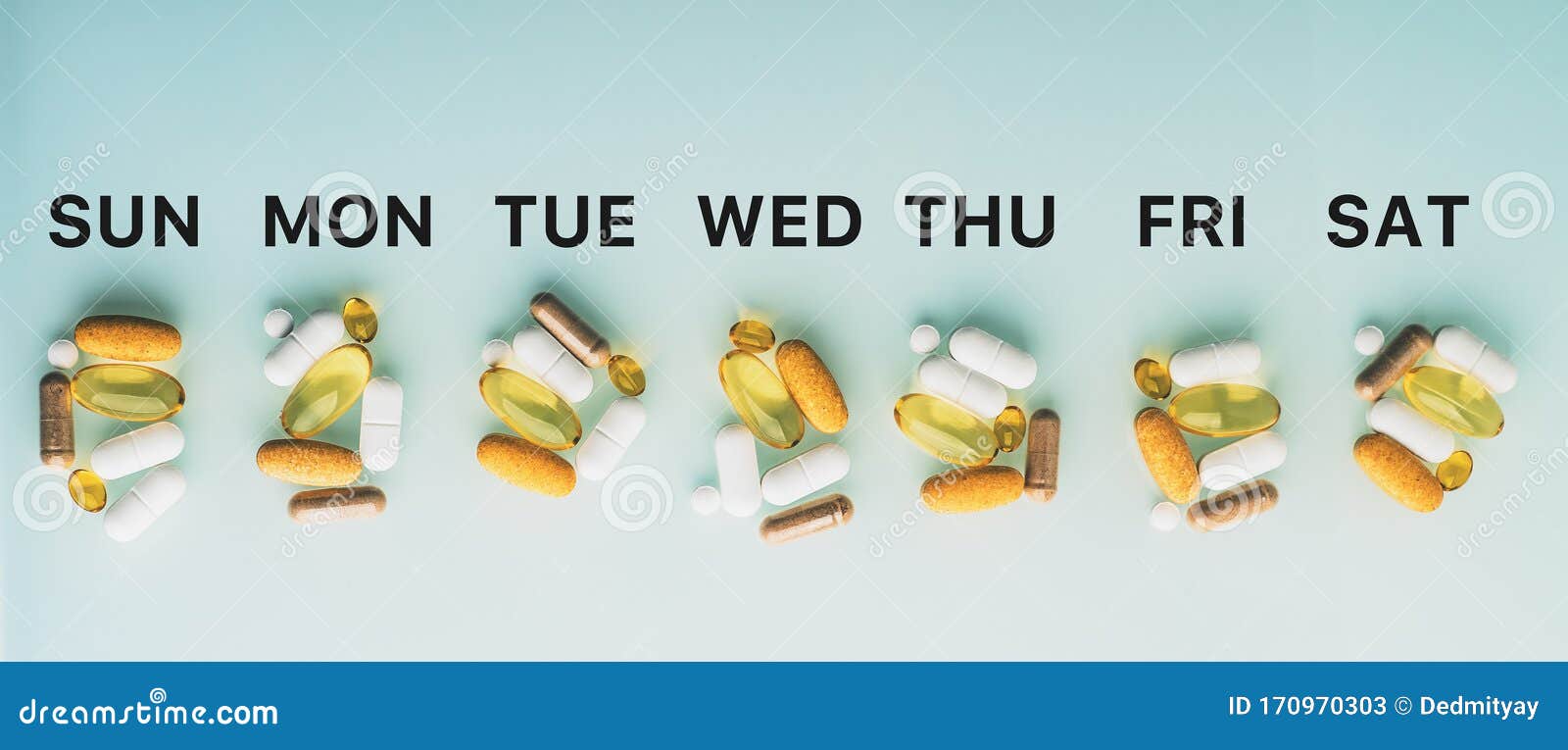 Daily Medication Tablets and Dietary Supplements Sorted by Days of Week ...