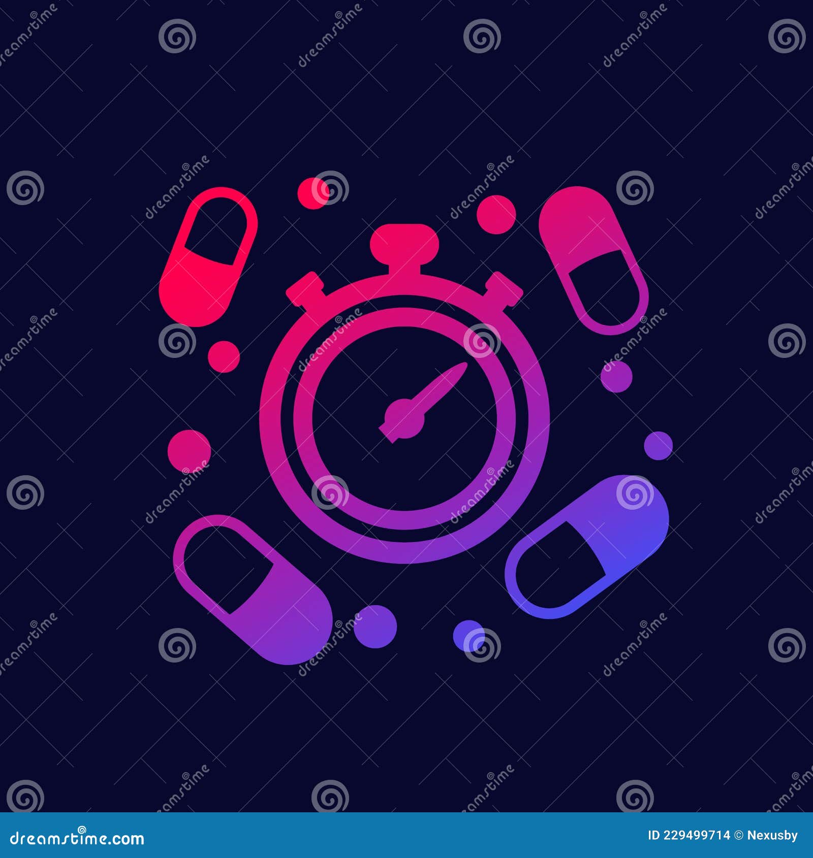 Medication Time Icon with Pills, Vector Design Stock Vector ...