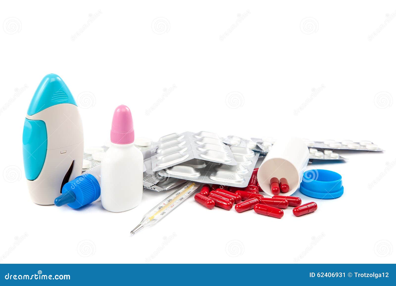 Medication on White Background Stock Image - Image of medicinal, drug ...