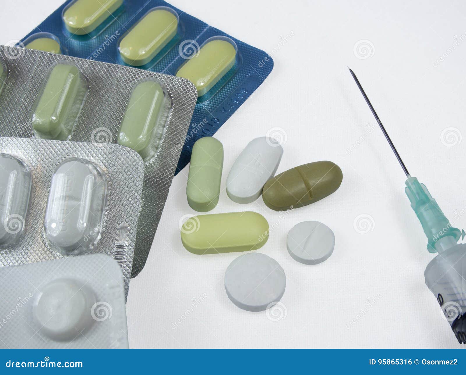 Medication and White Mixed Pills Stock Photo - Image of chemical ...