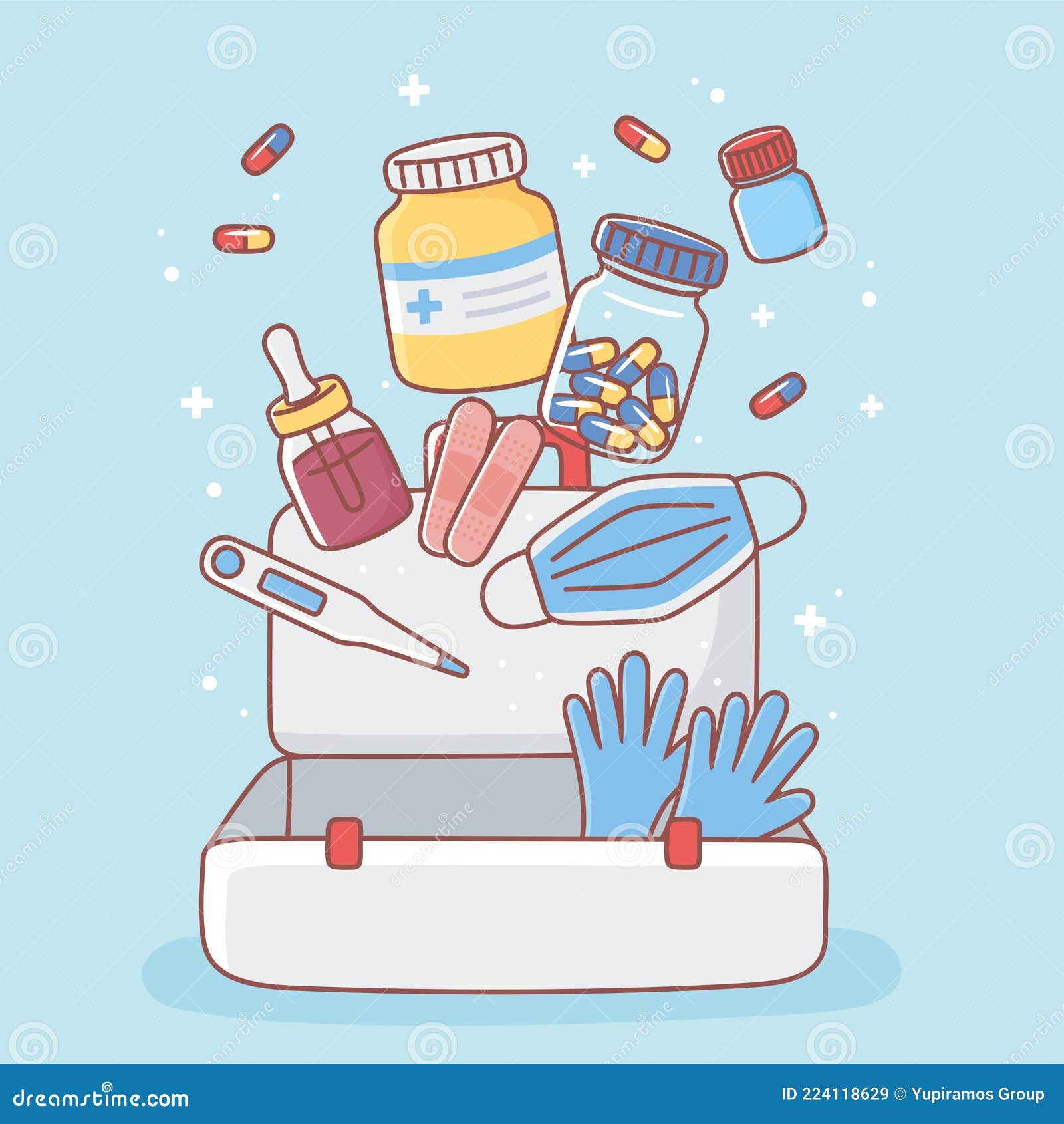 Medications for First Aid Kit Stock Vector - Illustration of injury ...