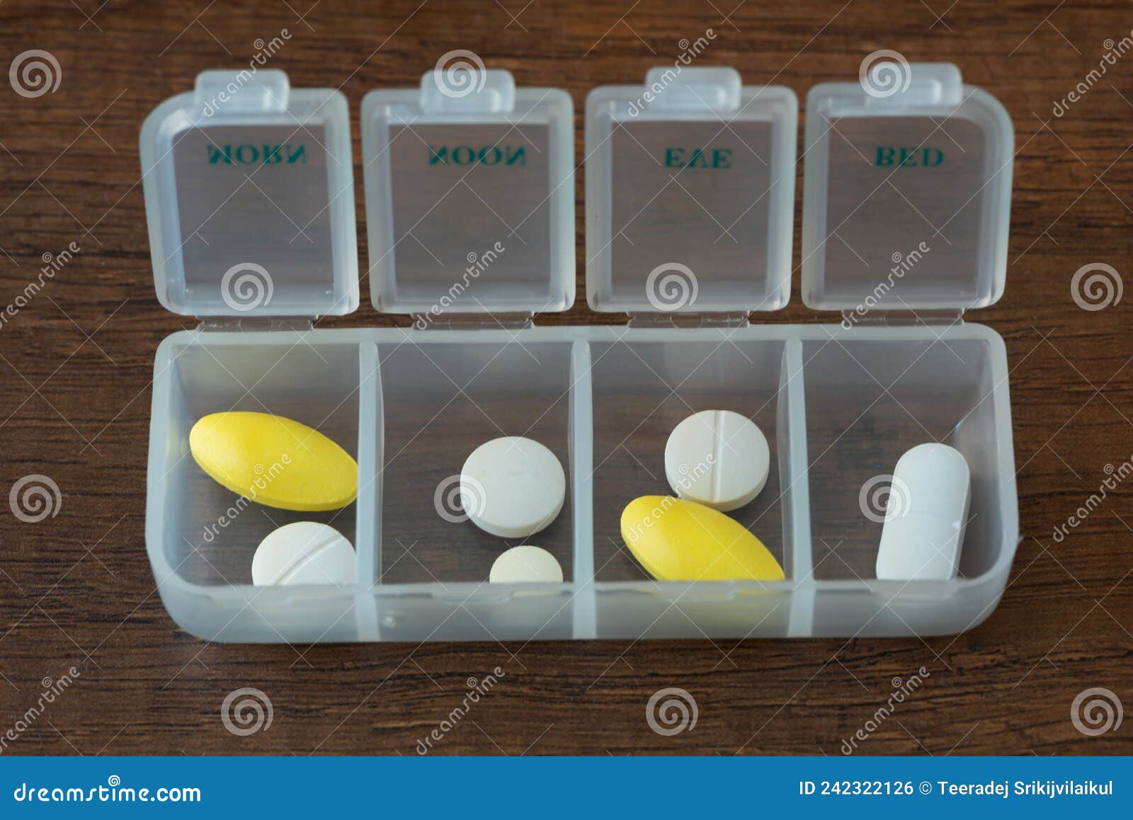 Medication in Plastic Container Stock Photo - Image of open, medication ...