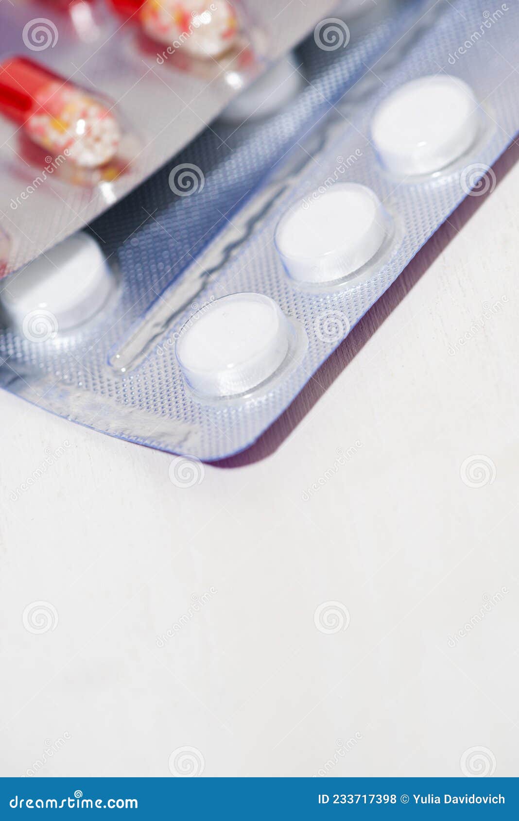 Medications in Tablets and Capsules, Vertical Top View Stock Photo ...