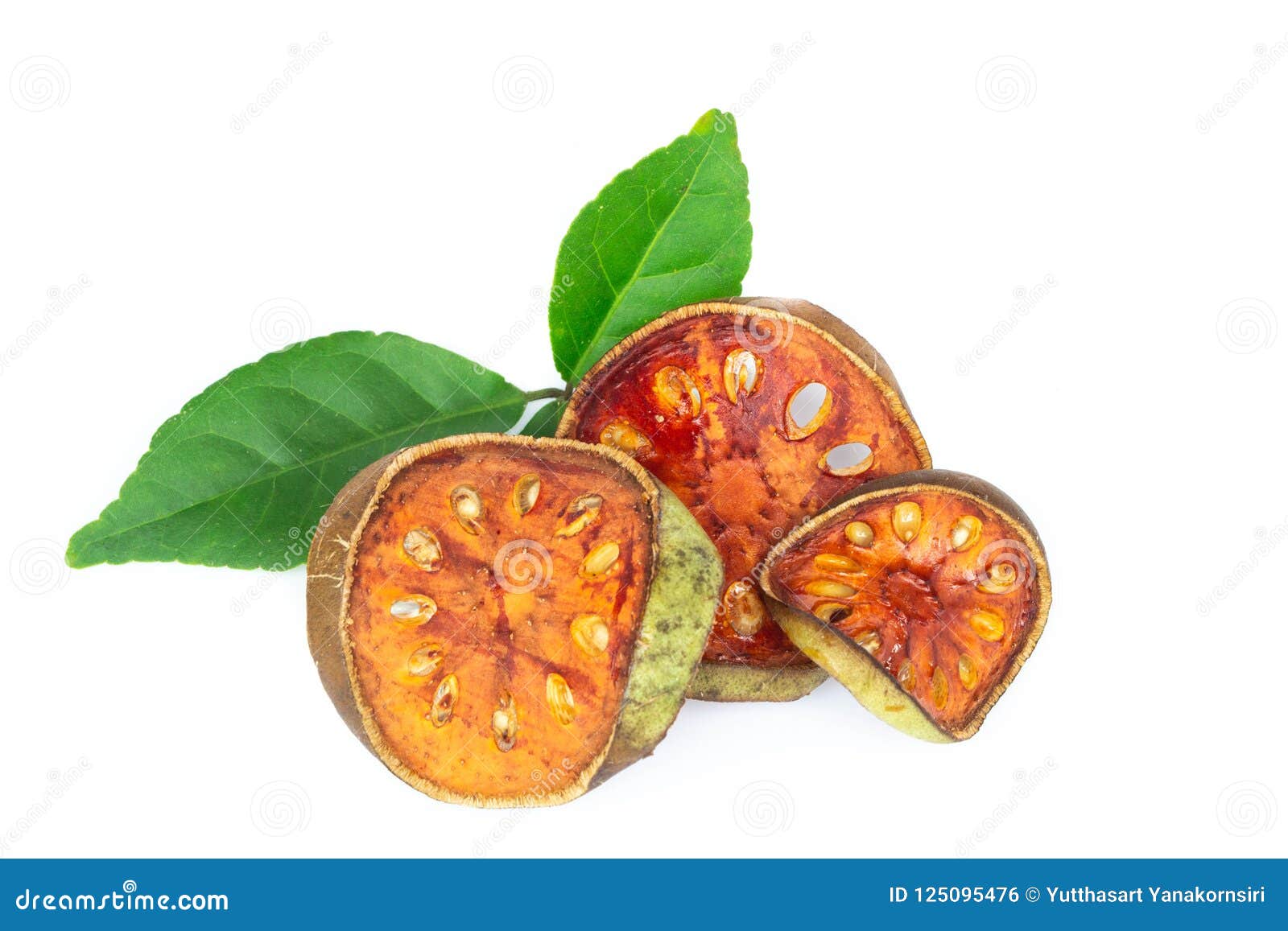 Medicinal Bael Fruits Slice on White Background. Stock Photo - Image of ...