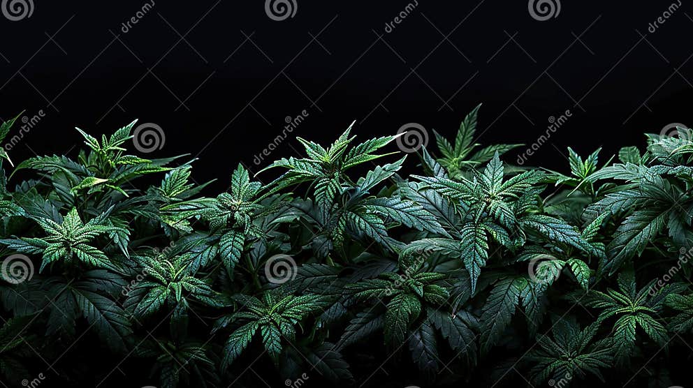 Medicinal Marijuana Leaf Frame on Black Background Stock Photo - Image ...