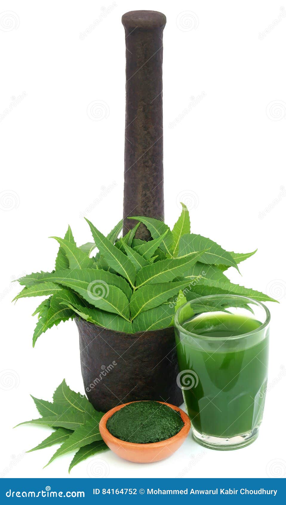 Medicinal Neem Leaves with Extract and Ground Paste Stock Photo - Image ...