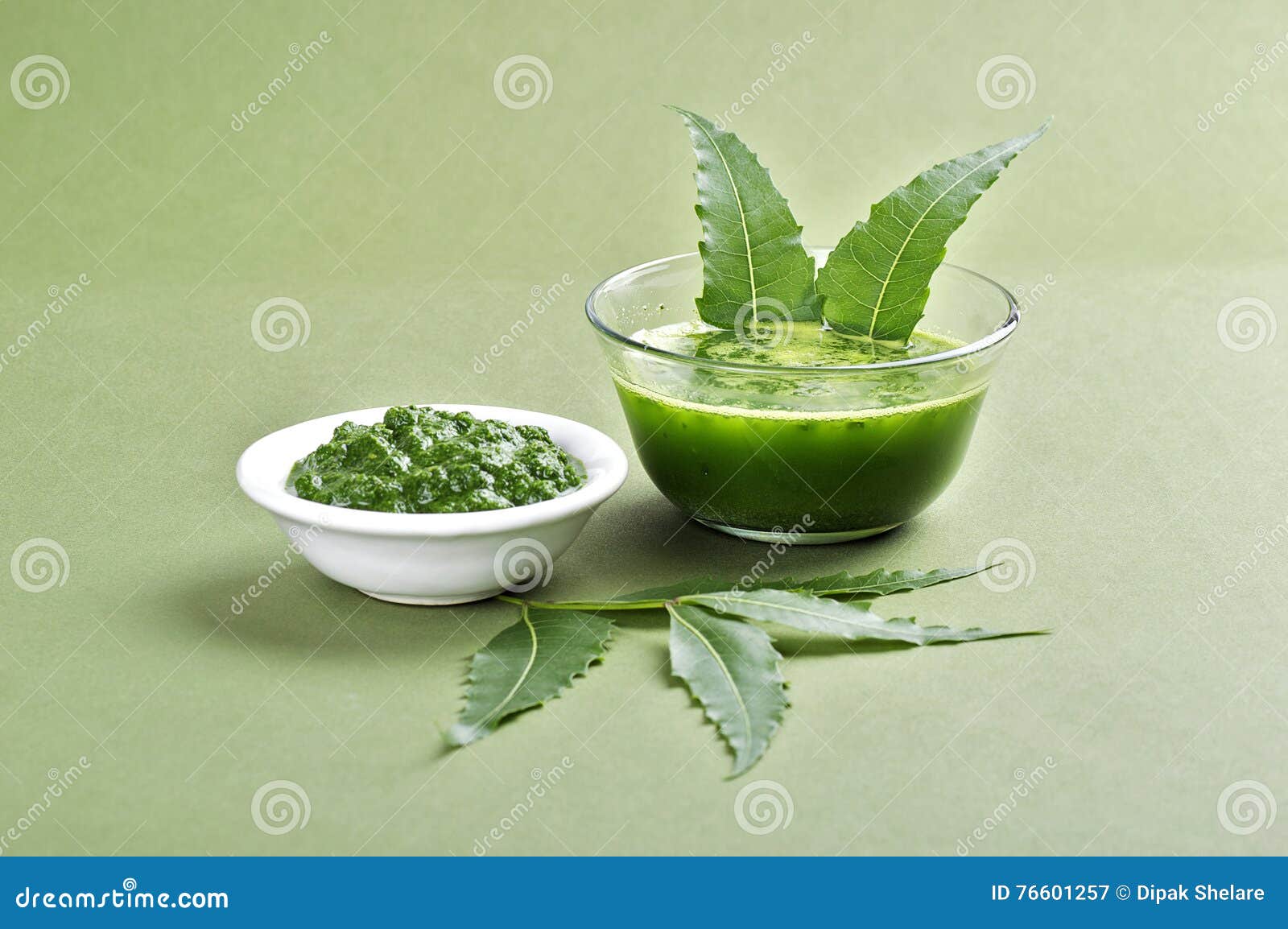 Medicinal Neem Leaves Paste and Juice with Leaves Stock Image - Image ...