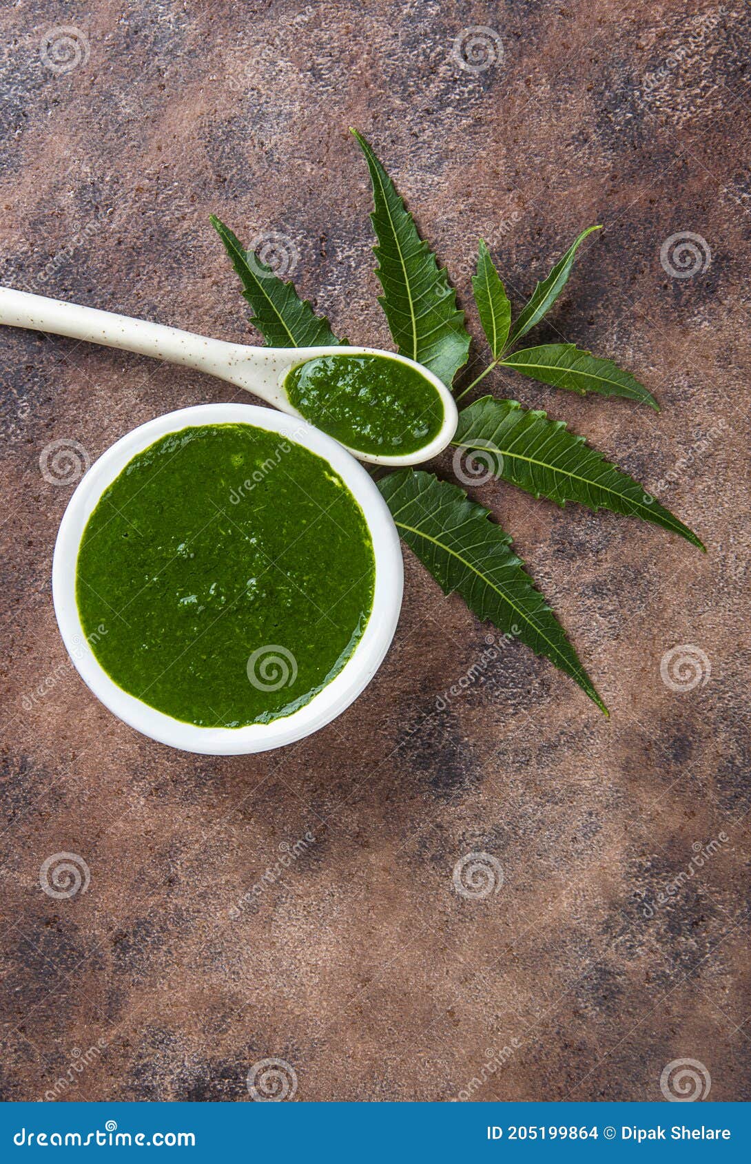 Medicinal Neem Leaves with Paste on Stone Background Stock Photo ...