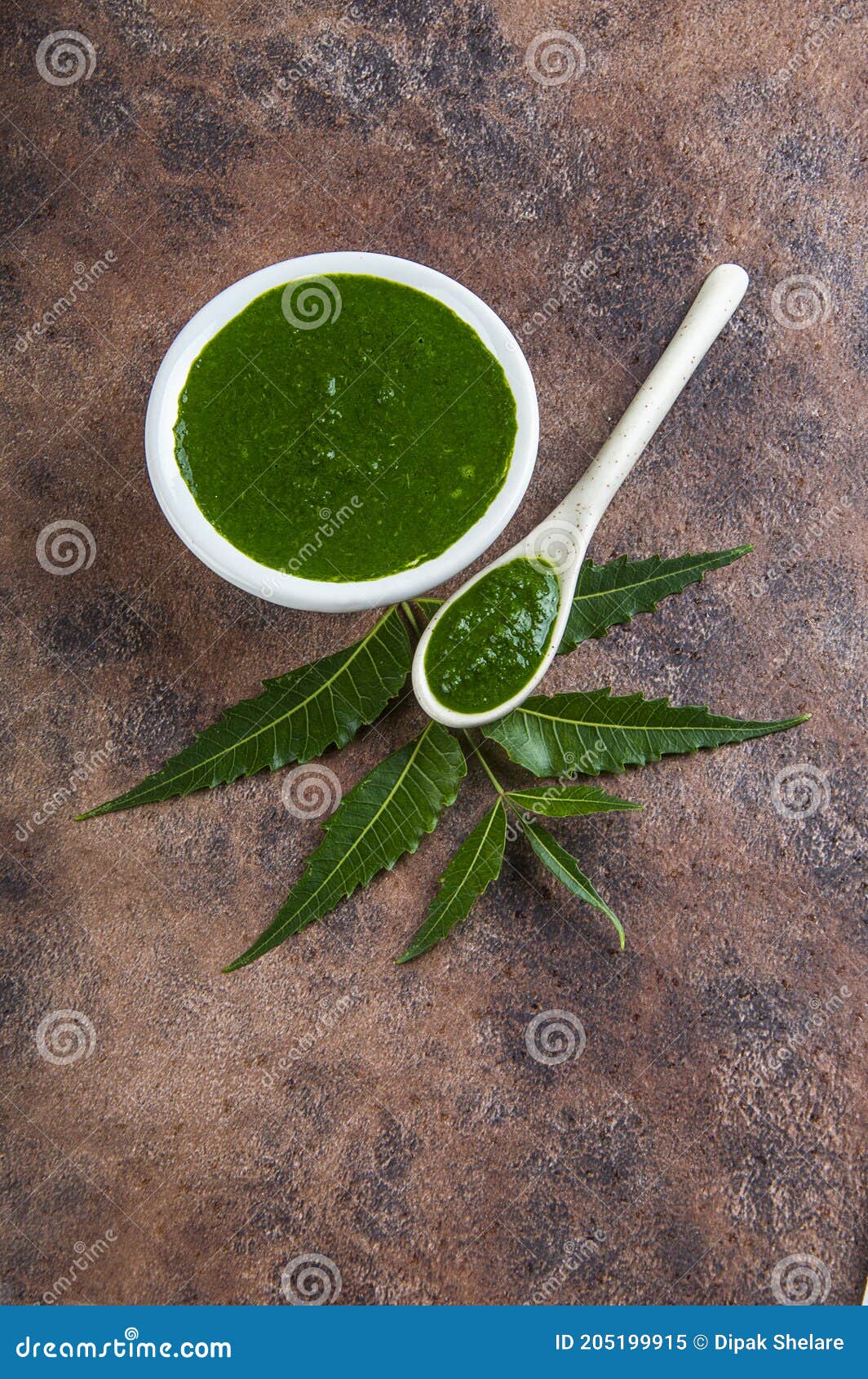 Medicinal Neem Leaves with Paste on Stone Background Stock Image ...