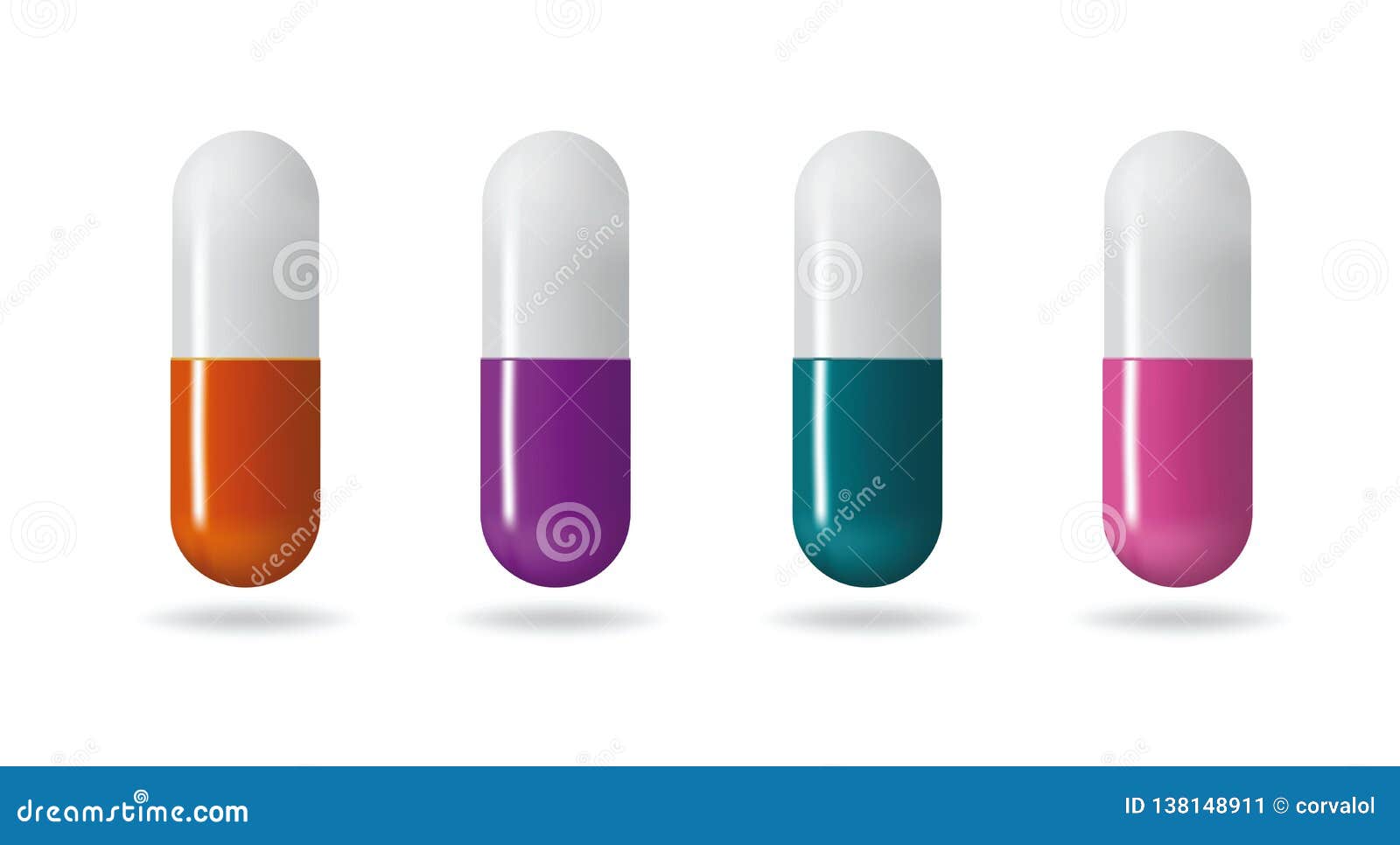 Medicinal Tablets. Set Tablets of Different Colors Stock Vector ...