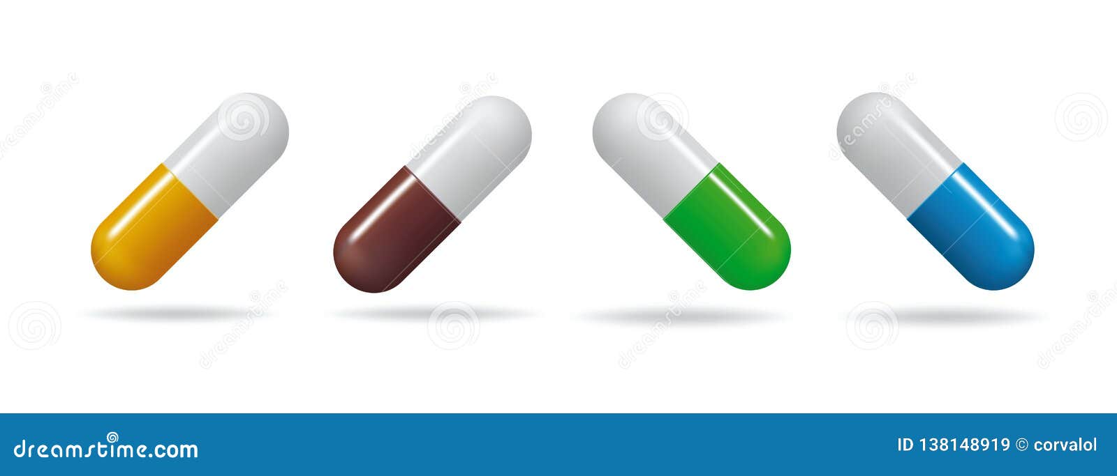 Medicinal Tablets, Capsules, In A Flat Cartoon Style Vector ...