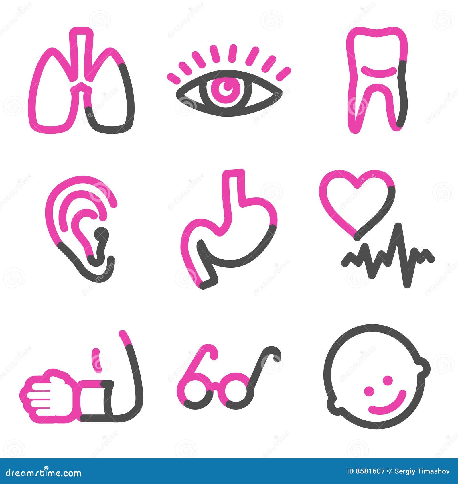 Medicine 2 Web Icons, Pink Contour Series Stock Illustration ...