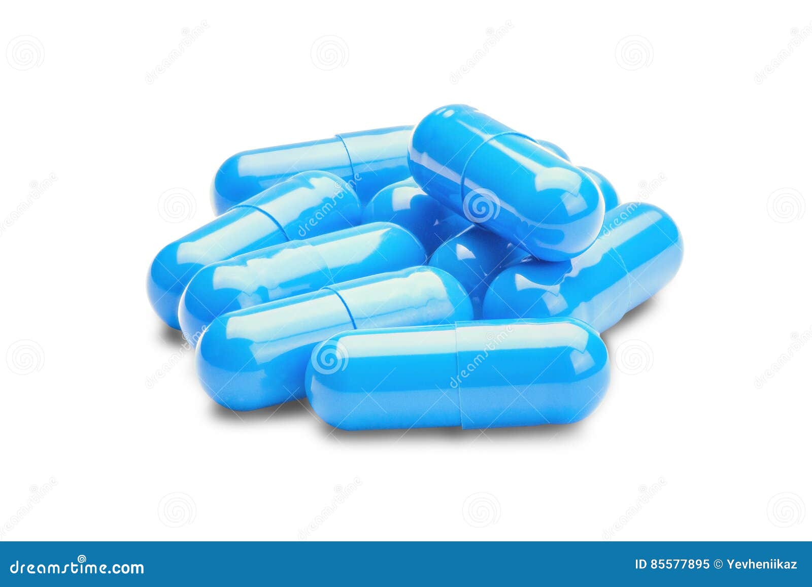 Medicine Blue Pills on Isolated White Background Stock Image - Image of ...