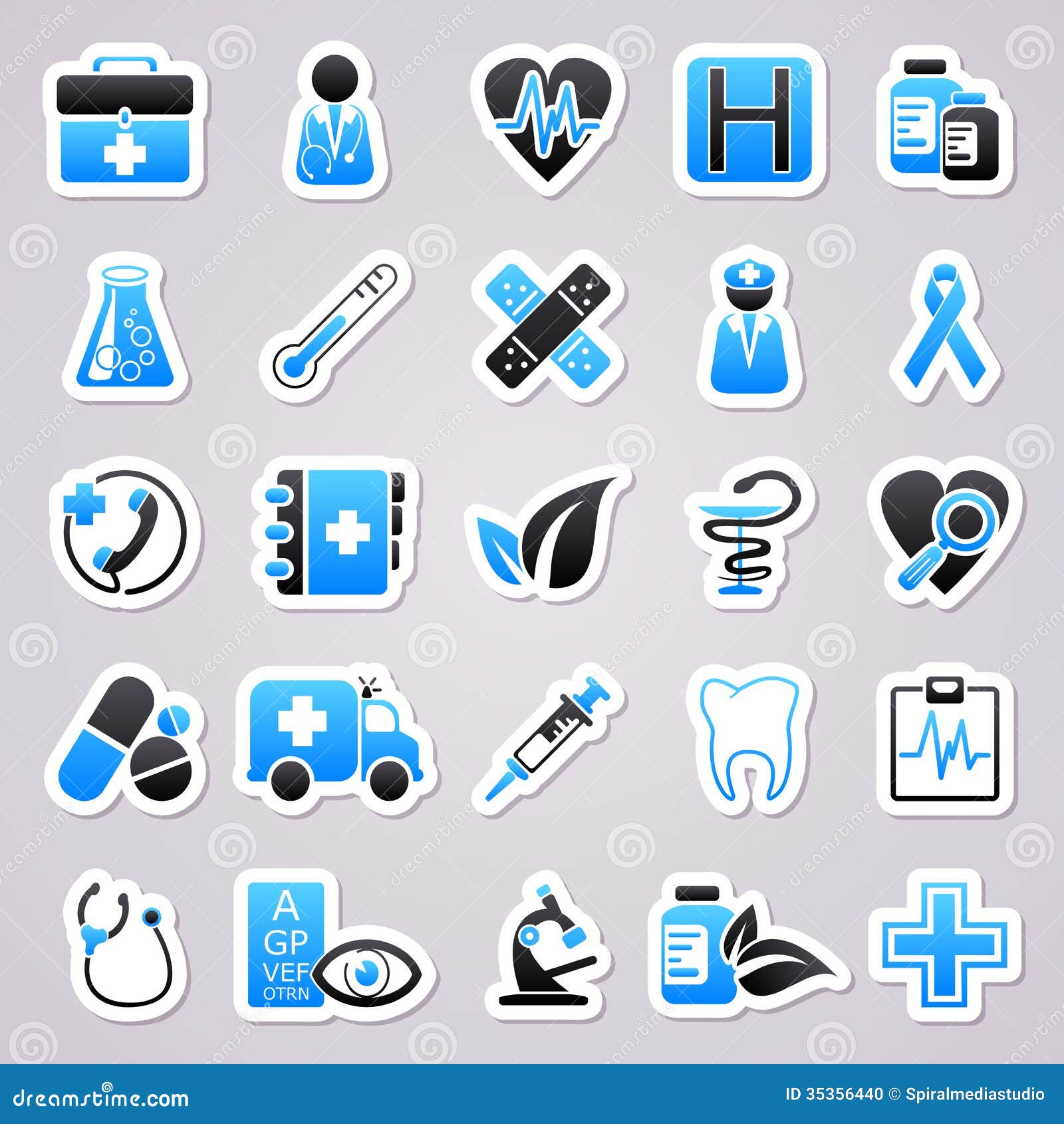 Medicine blue stickers stock vector. Illustration of doctor - 35356440