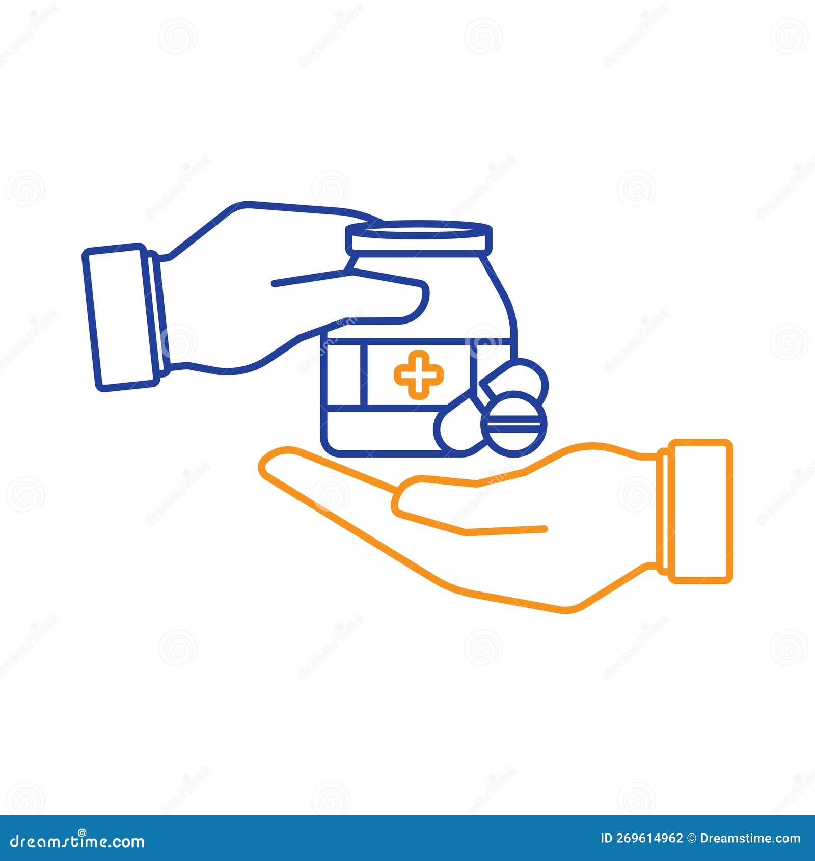 Medicine Bottle and Tablet Hand Over Icon Stock Vector - Illustration ...