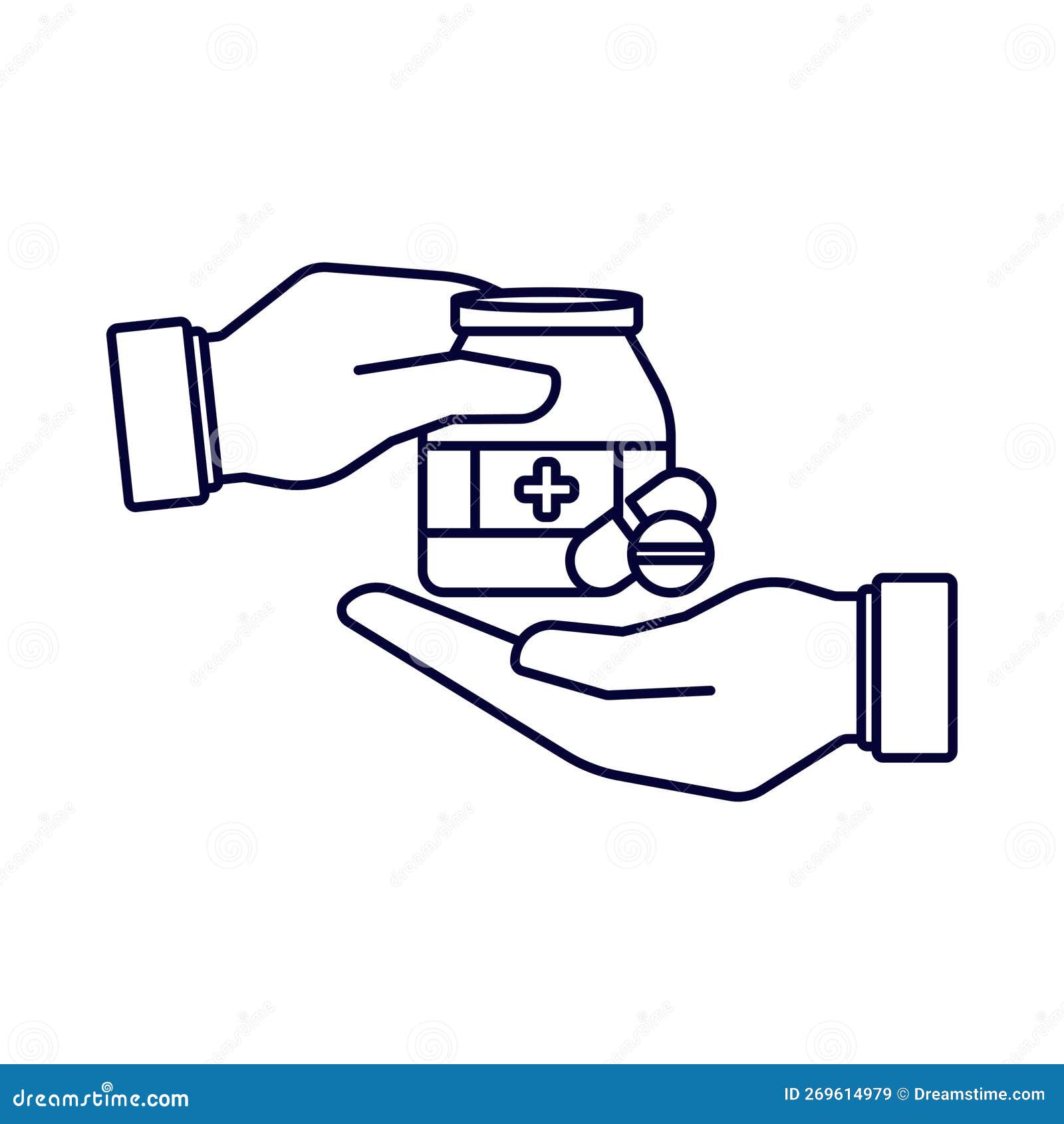 Medicine Bottle and Tablet Hand Over Icon Stock Vector - Illustration ...