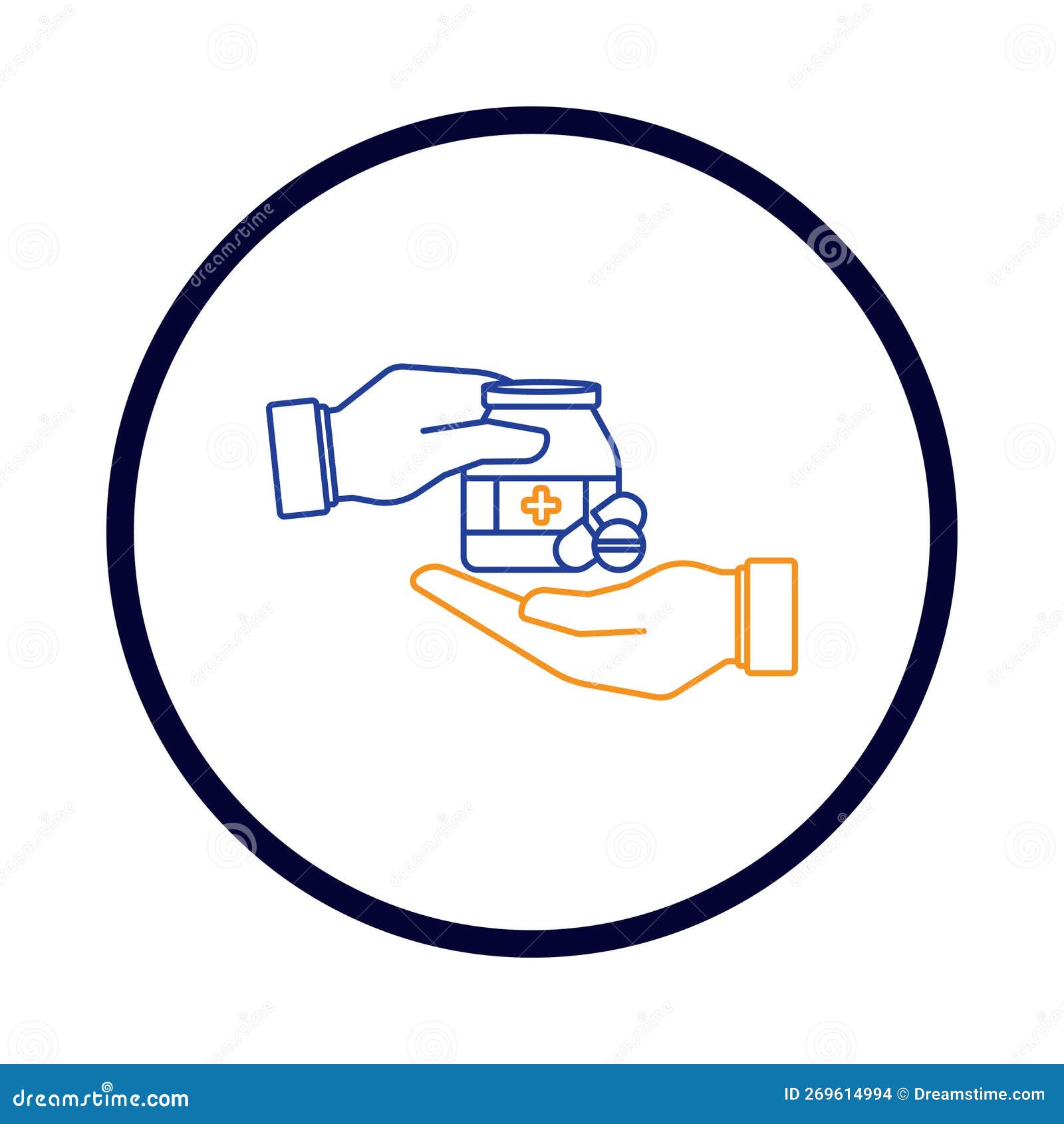 Medicine Bottle and Tablet Hand Over Icon Stock Vector - Illustration ...