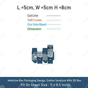 Medicine Box Packaging Design, Dieline Template Stock Vector ...