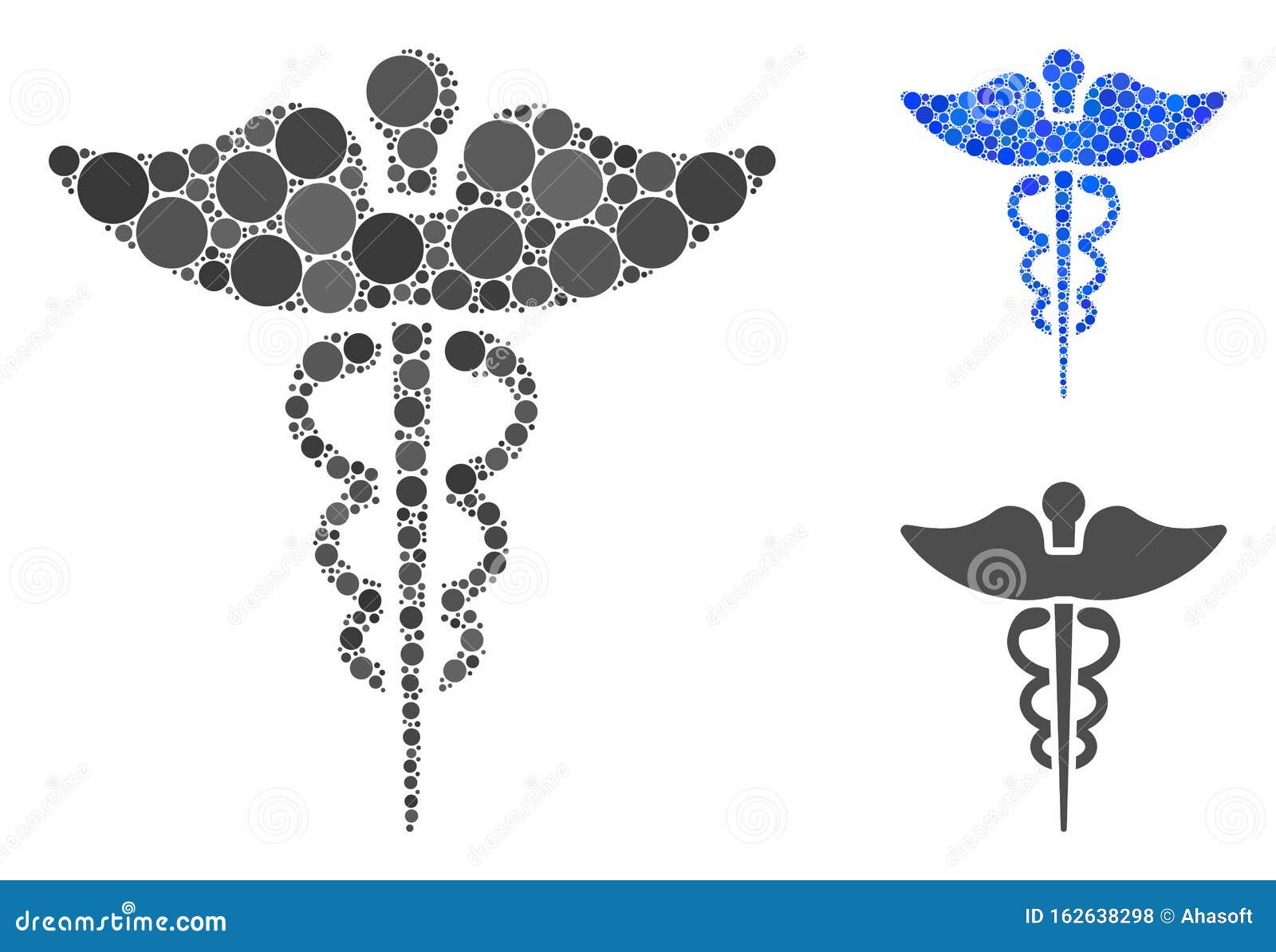 Medicine Caduceus Symbol Mosaic And Grunge Rectangle Healthy Stamp ...