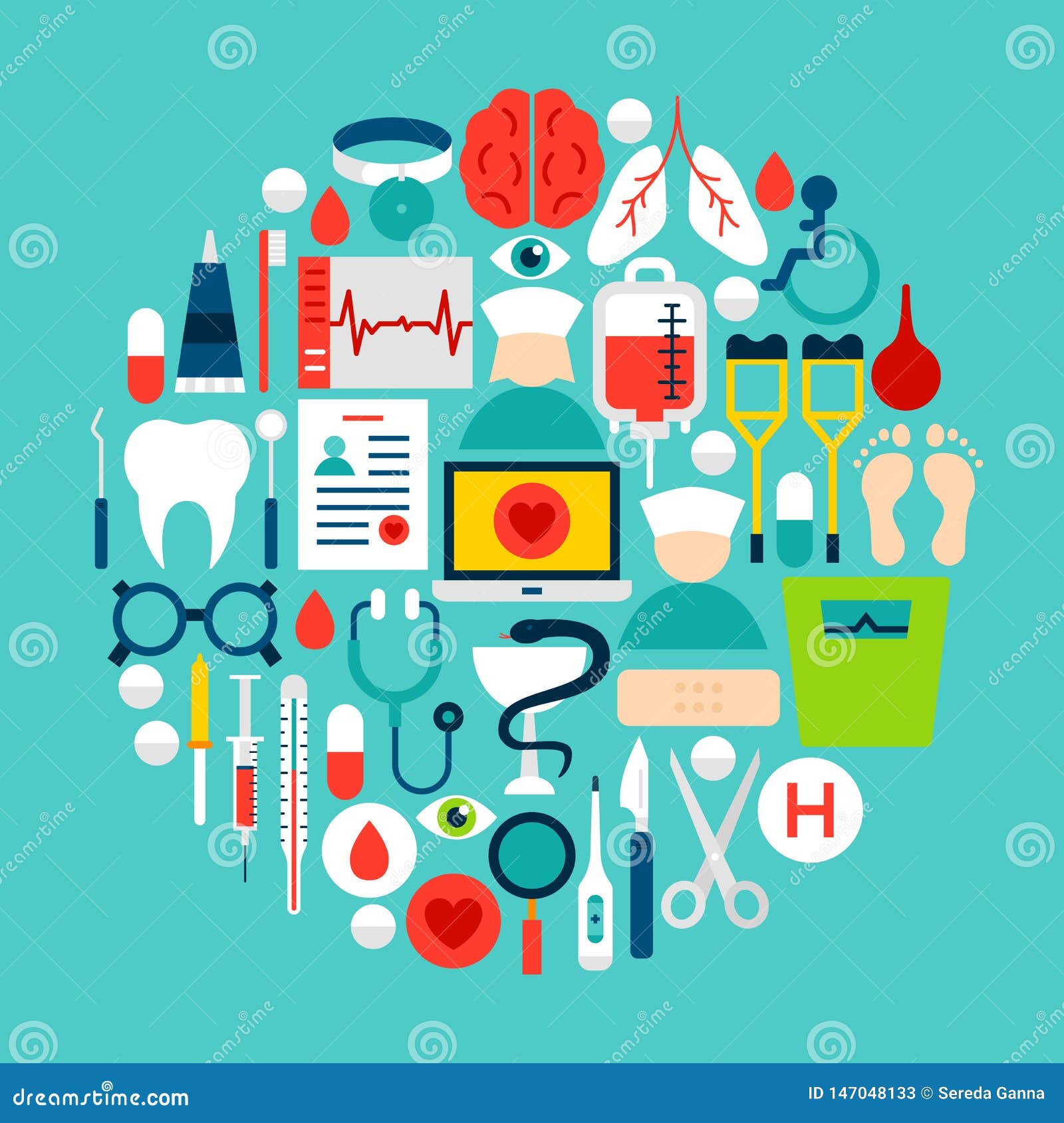 Medicine Circle Concept stock vector. Illustration of organ - 147048133