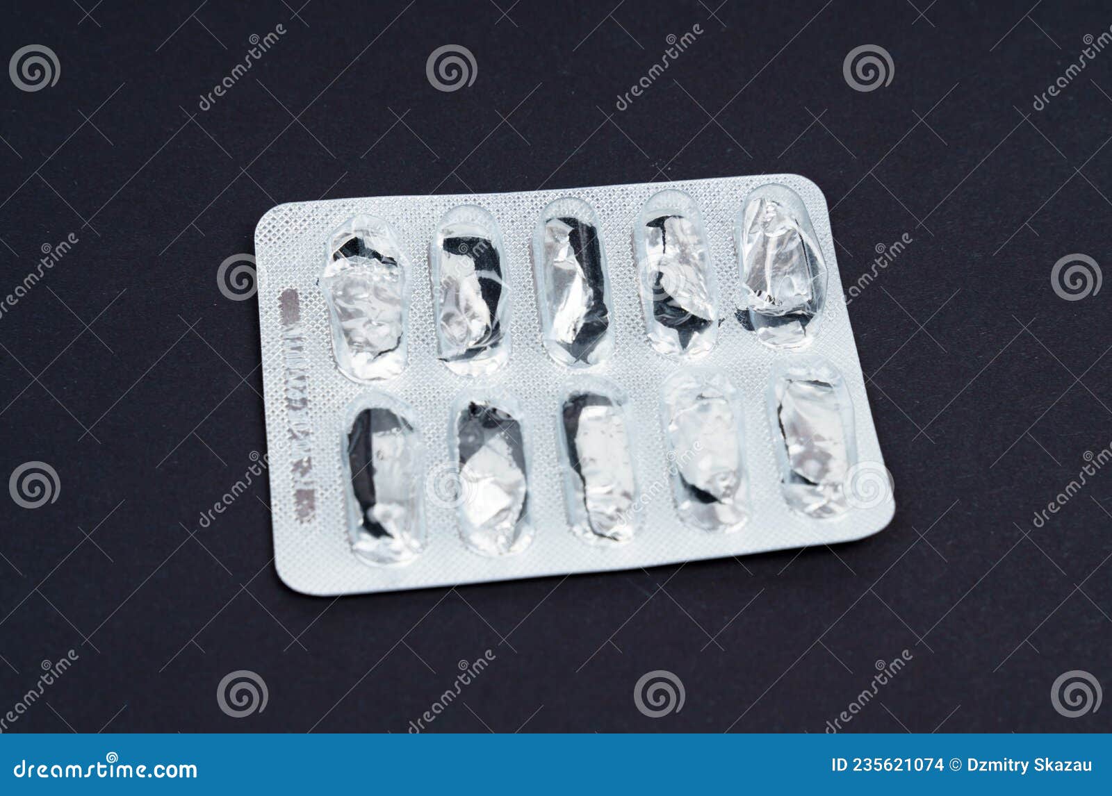 On the Black Surface is an Empty Pill Pack Stock Photo - Image of pack ...