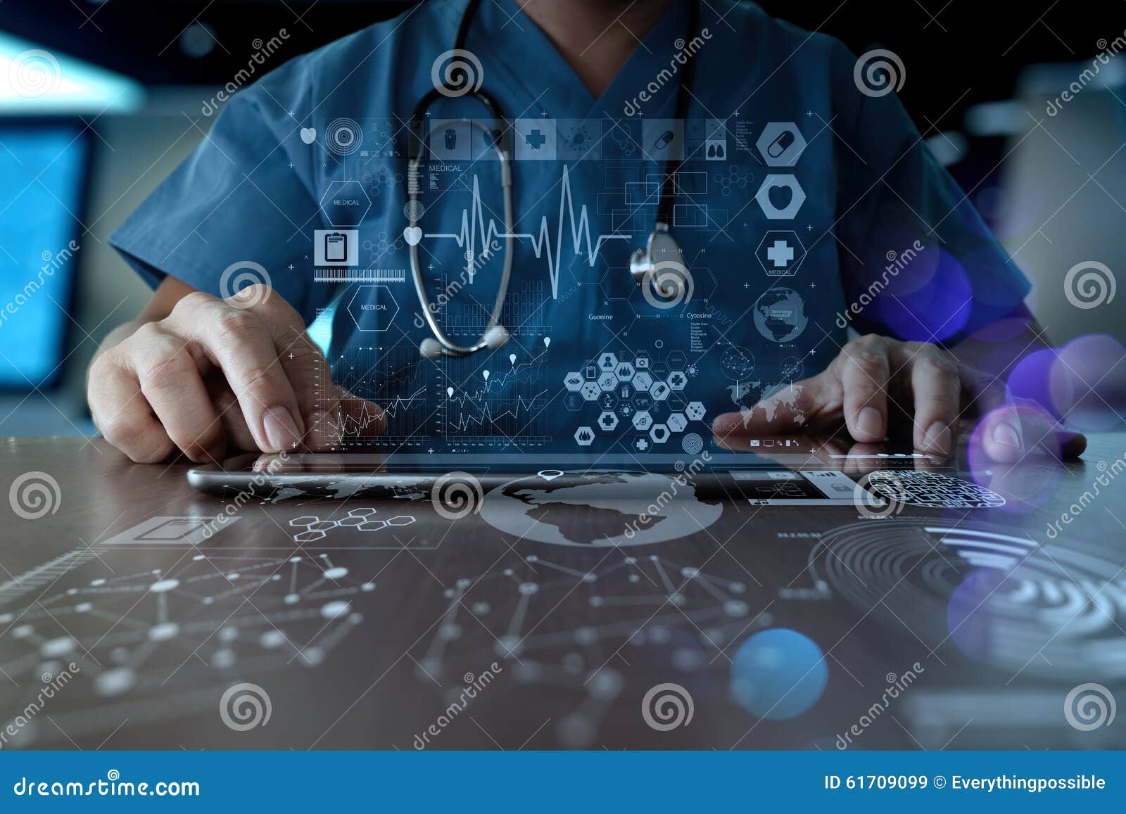 Medicine Doctor Hand Working with Modern Computer Interface As M Stock ...