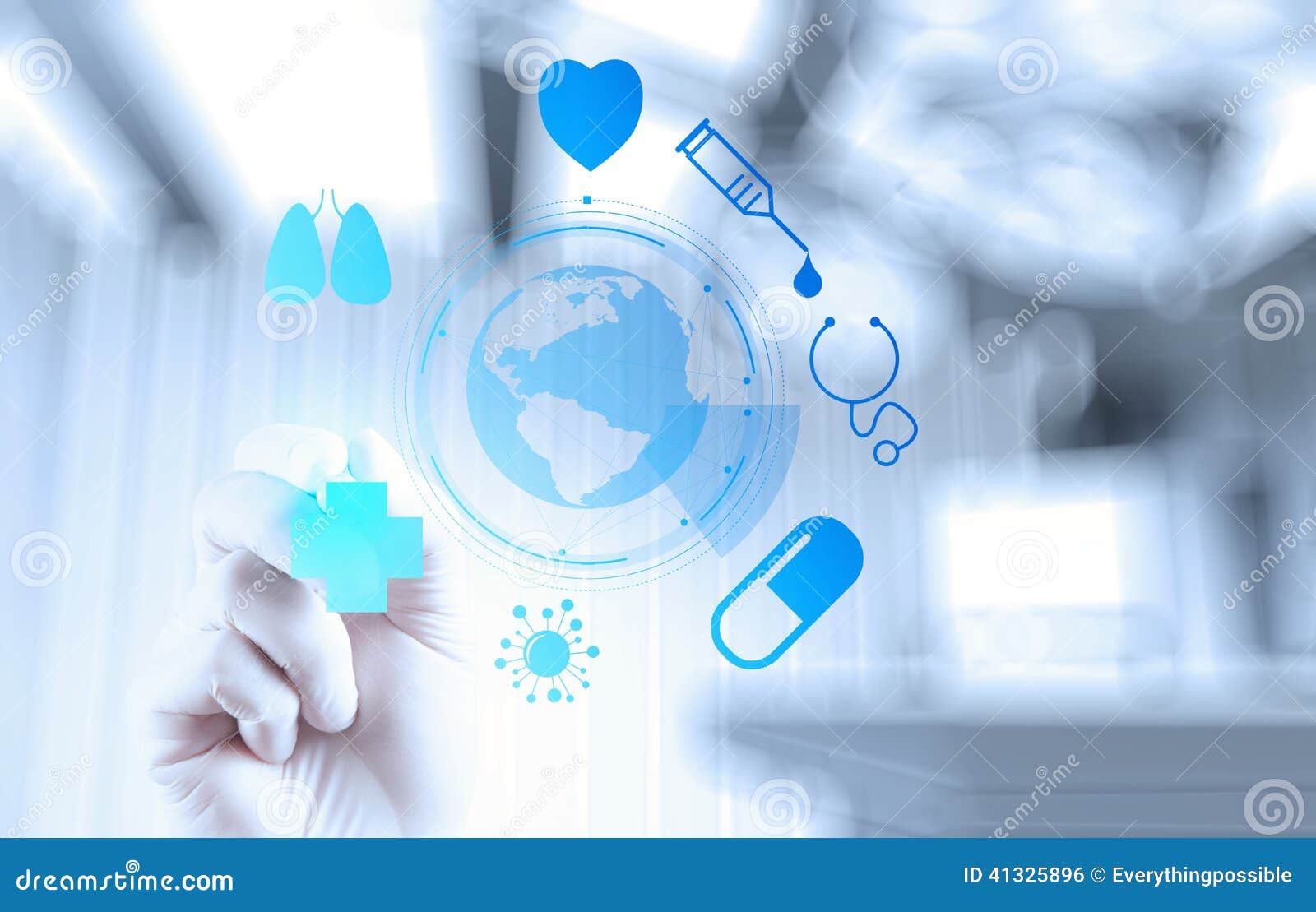 Medicine Doctor Hand Working with Modern Computer Interface Stock Photo ...