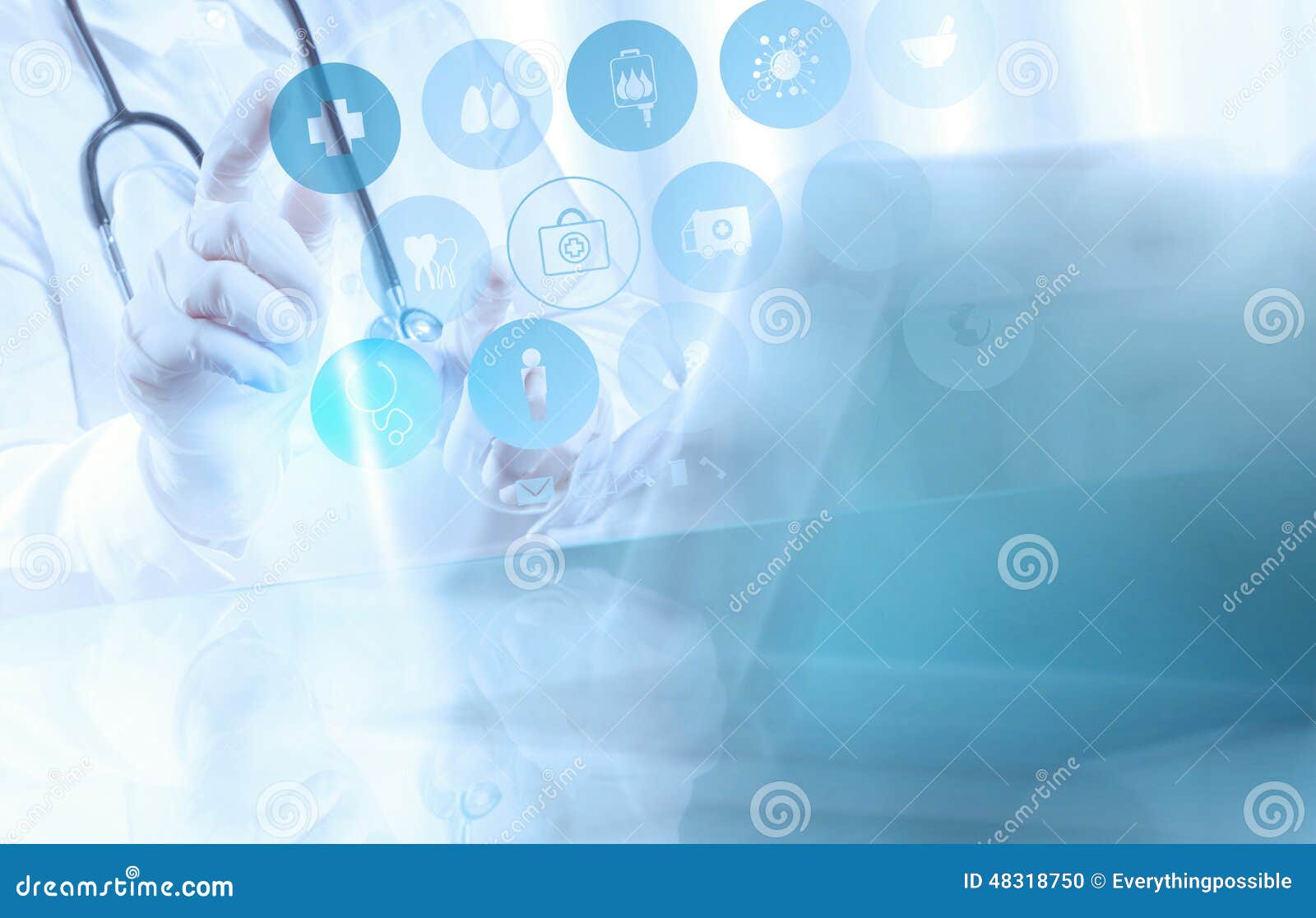 Medicine Doctor Hand Working with Modern Computer Stock Illustration ...
