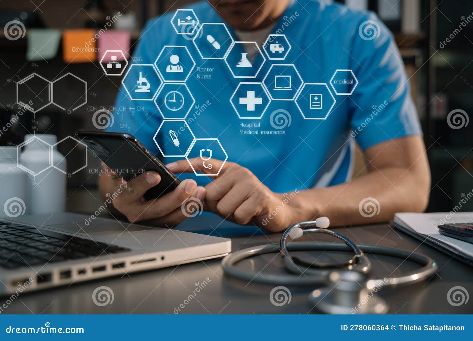 Medicine Doctor Hand Working with Modern Digital Smartphone Computer ...