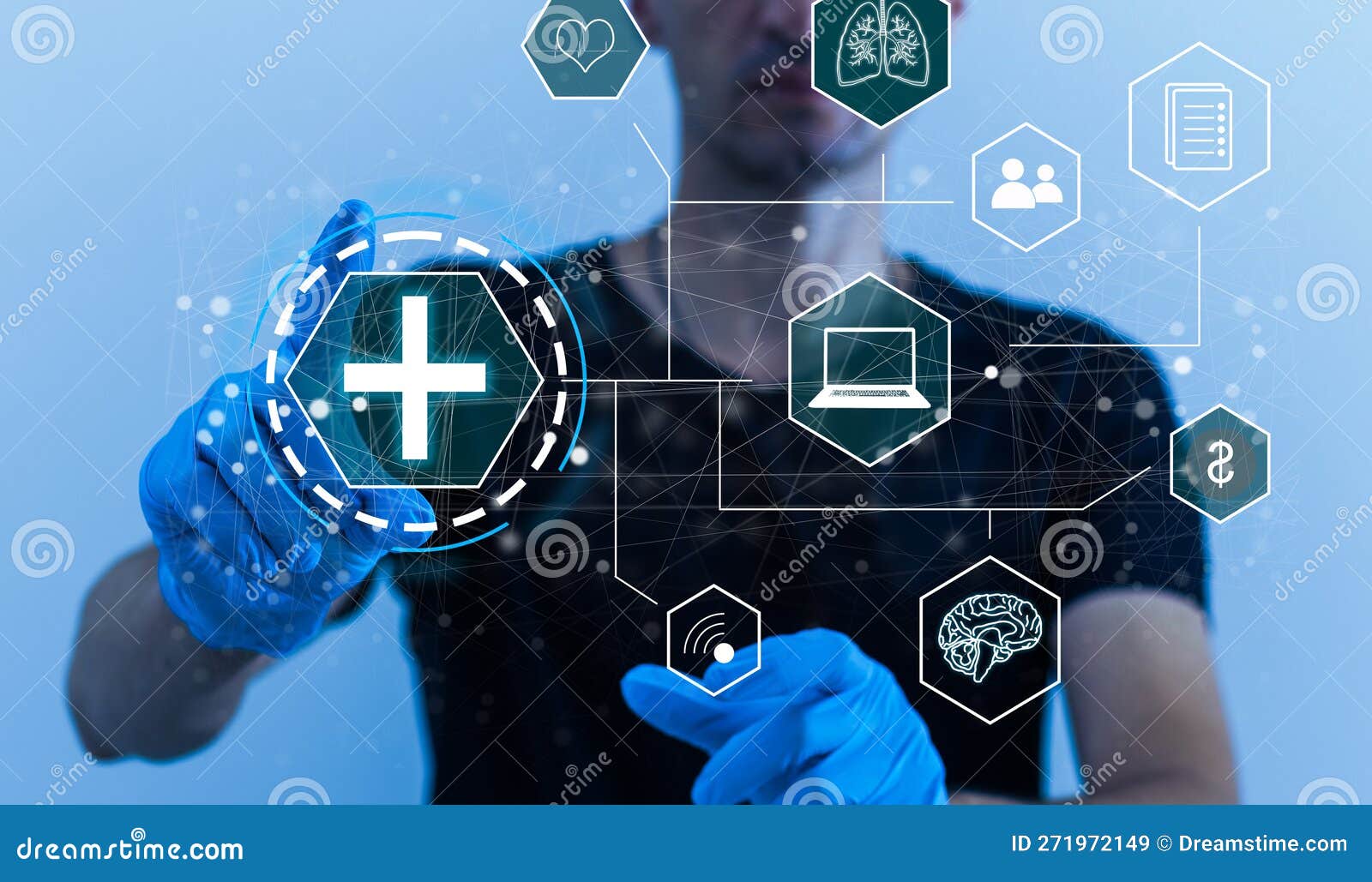 Medicine Doctor Touching Icon Medical Network Connection with Modern ...