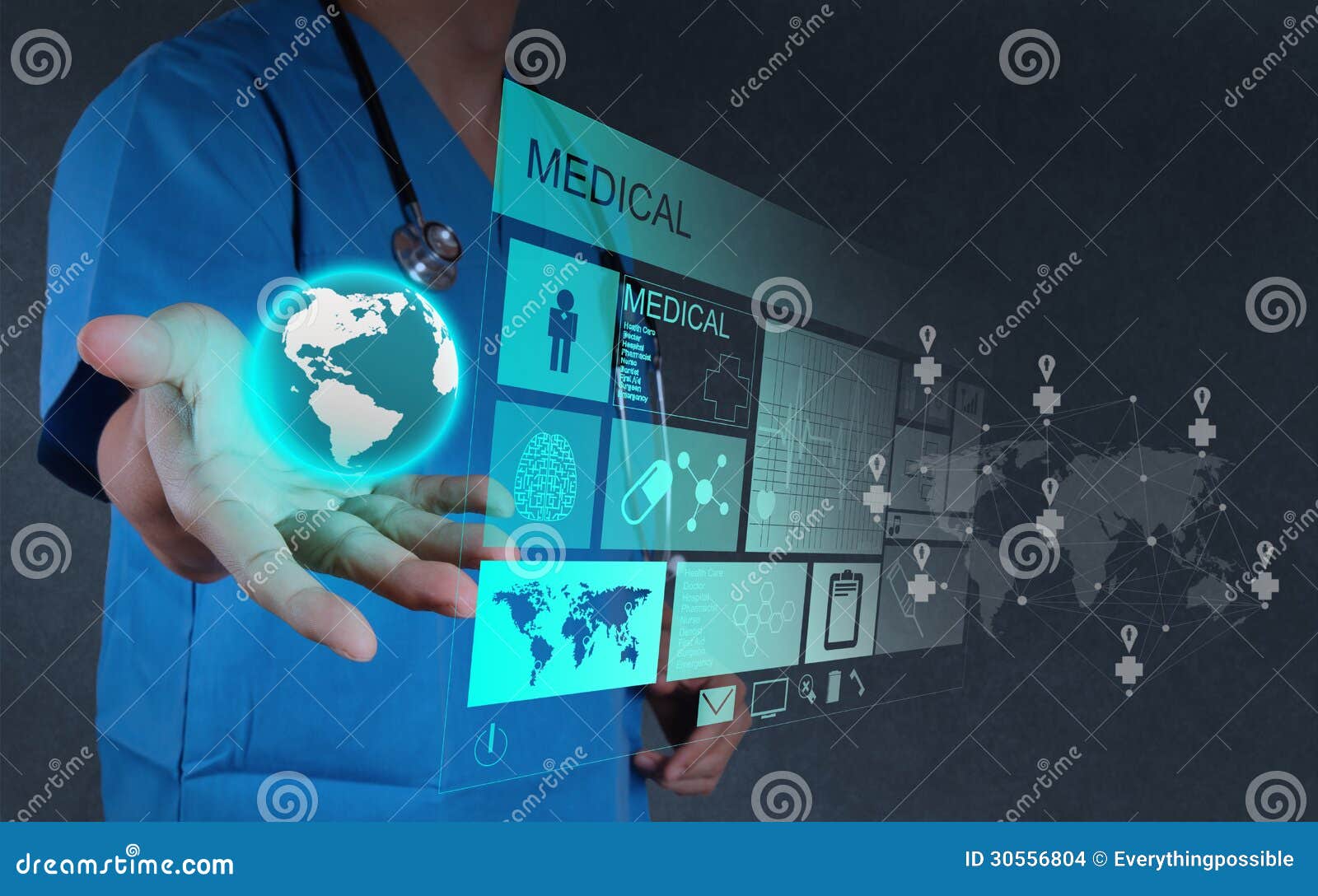 Medicine Doctor Working with Modern Computer Inter Stock Photo - Image ...