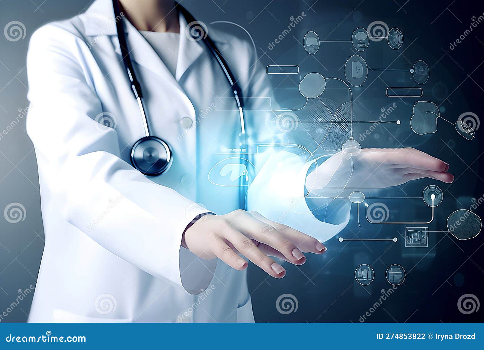 Medicine Doctor Working with Modern Computer Interface, Generative AI ...