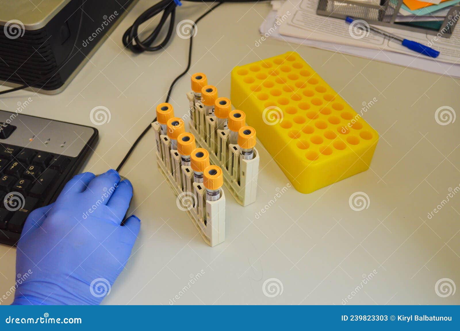 Medicine Doctor Working and Using Mouse on Computer Stock Image - Image ...