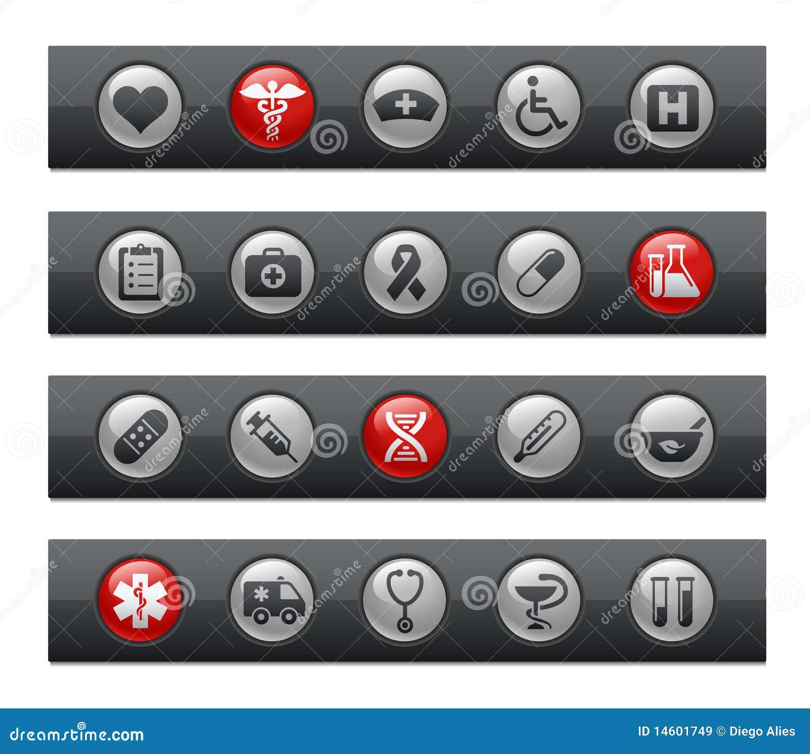 Medicine & Heath Care // Button Bar Series Stock Vector - Illustration ...